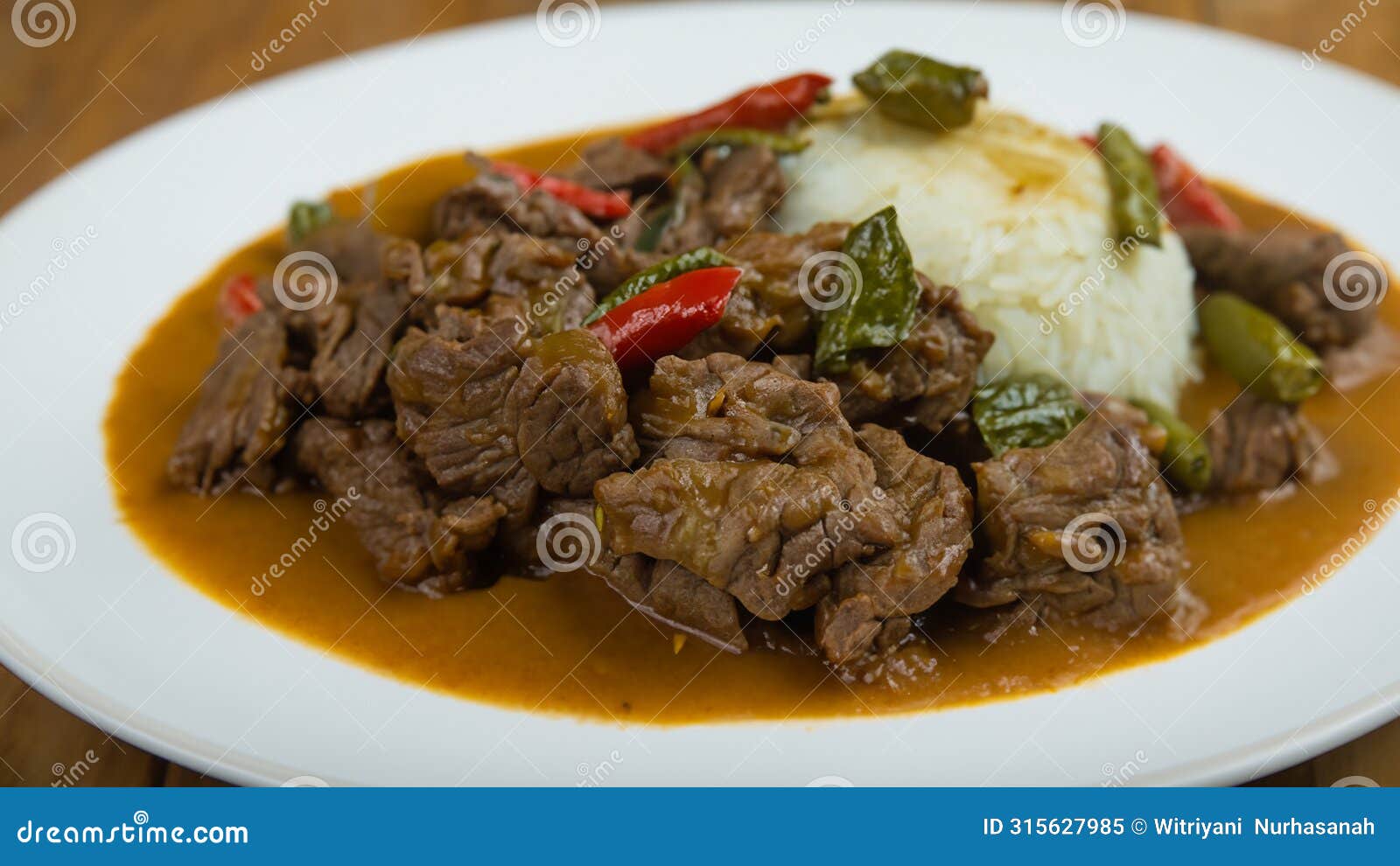 Beef Rendang or Nasi Rendang Sapi. AI Generative Stock Illustration ...
