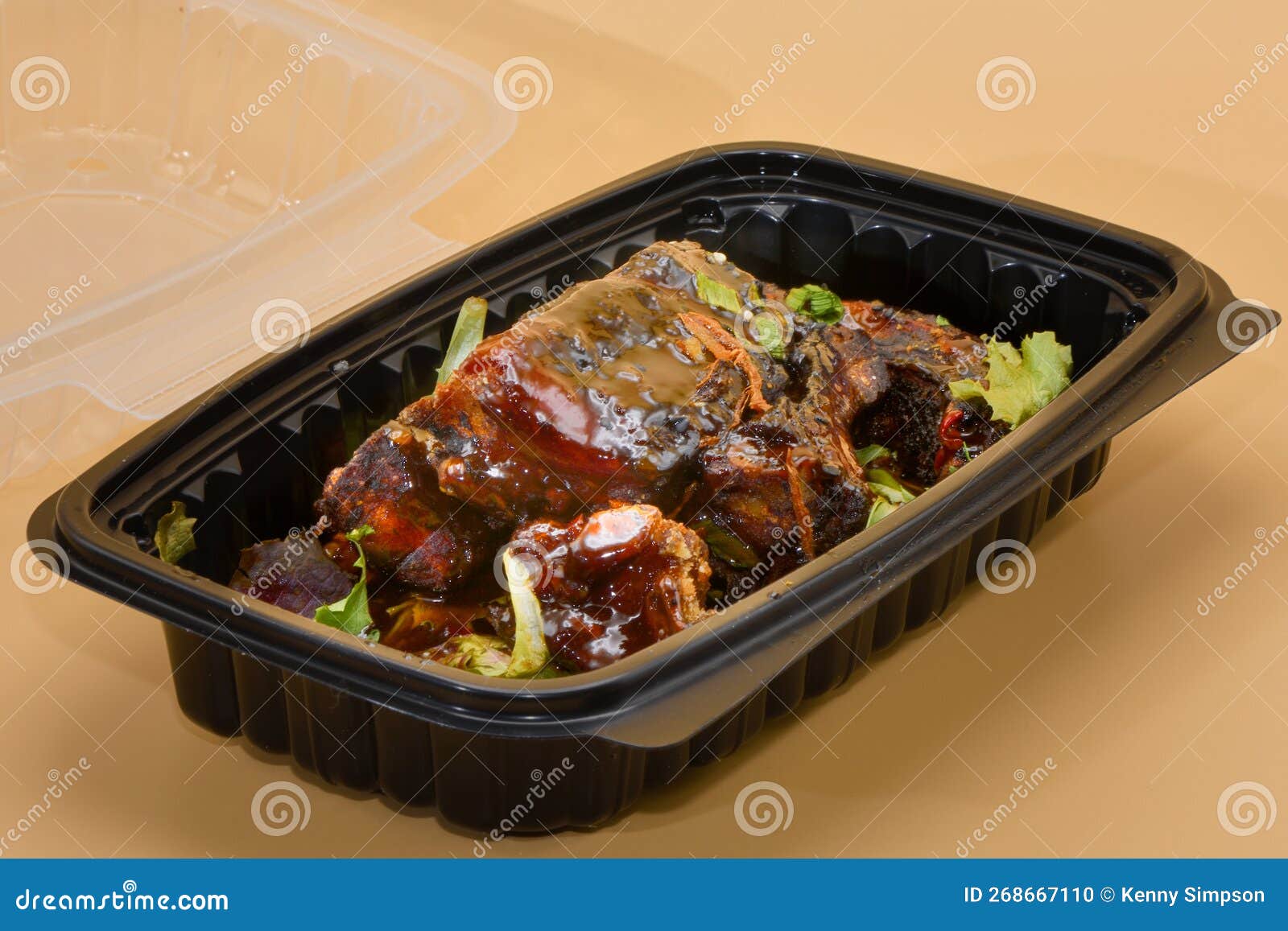 Beef Rib Tips in a Plastic Container. Stock Photo - Image of food ...
