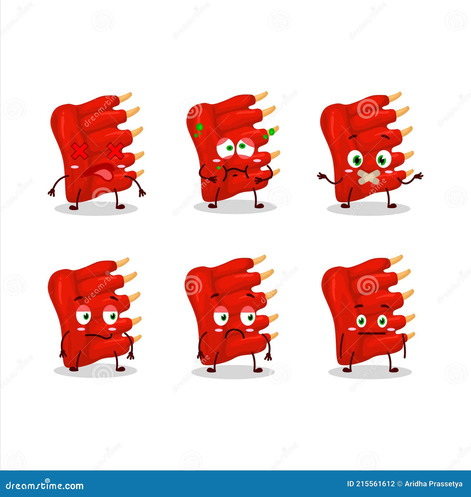 Beef Ribs Cartoon Character with Nope Expression Stock Vector ...