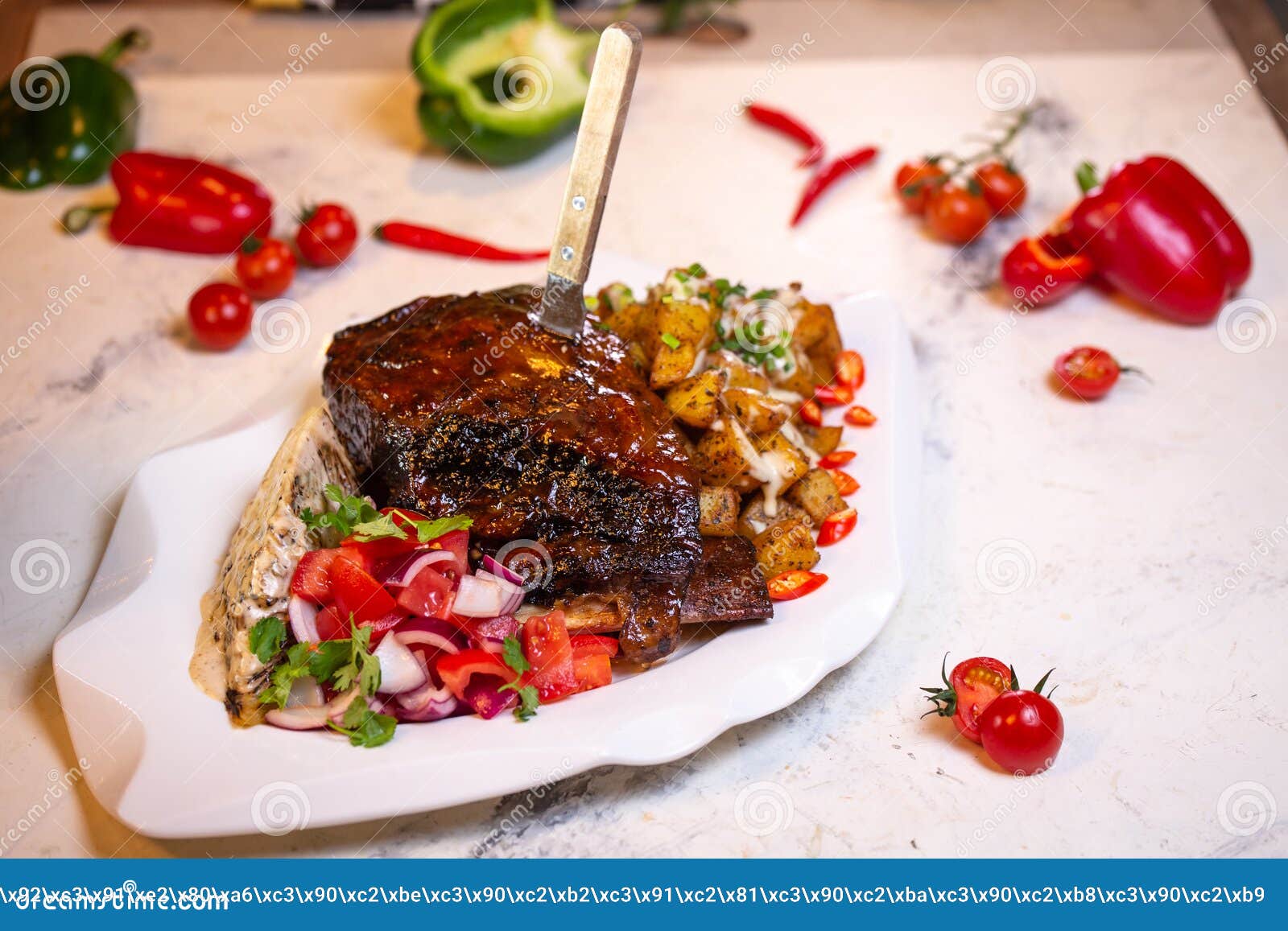 Beef Ribs with Sauce for the Holiday Stock Photo - Image of barbecue ...