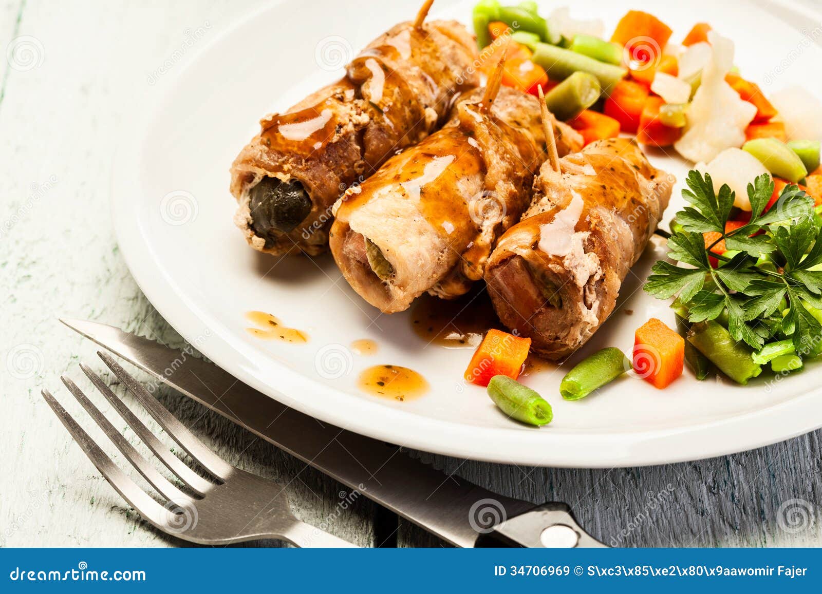 Beef rolls and vegetables stock image. Image of dining - 34706969
