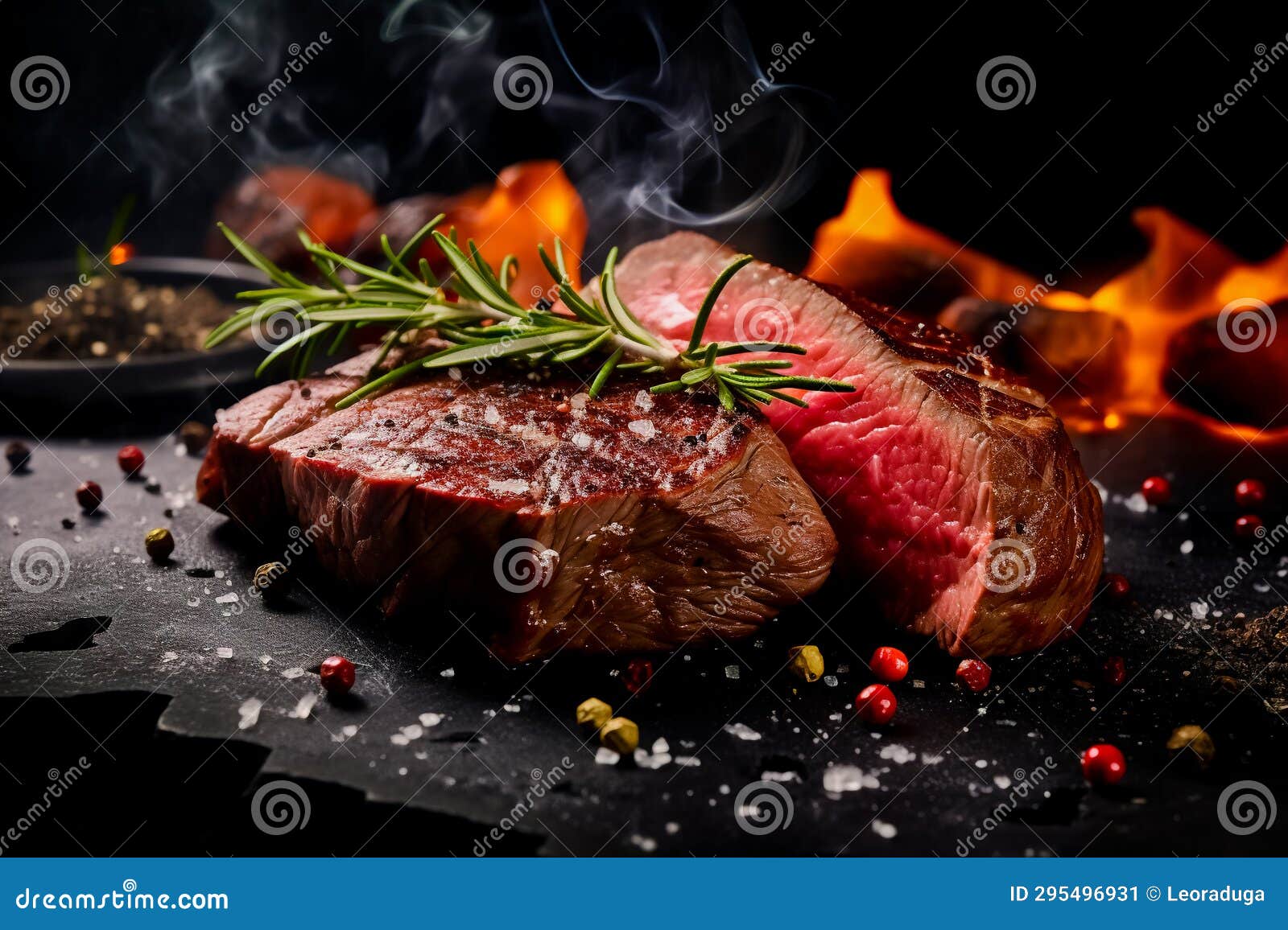 Beef Rump Steak on Black Stone Table. Photo for the Menu Stock ...