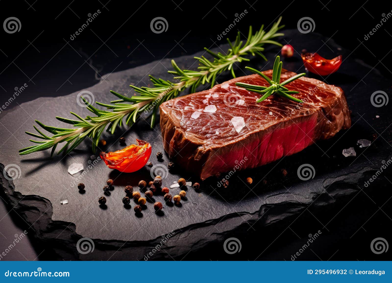 Beef Rump Steak on Black Stone Table. Photo for the Menu Stock ...