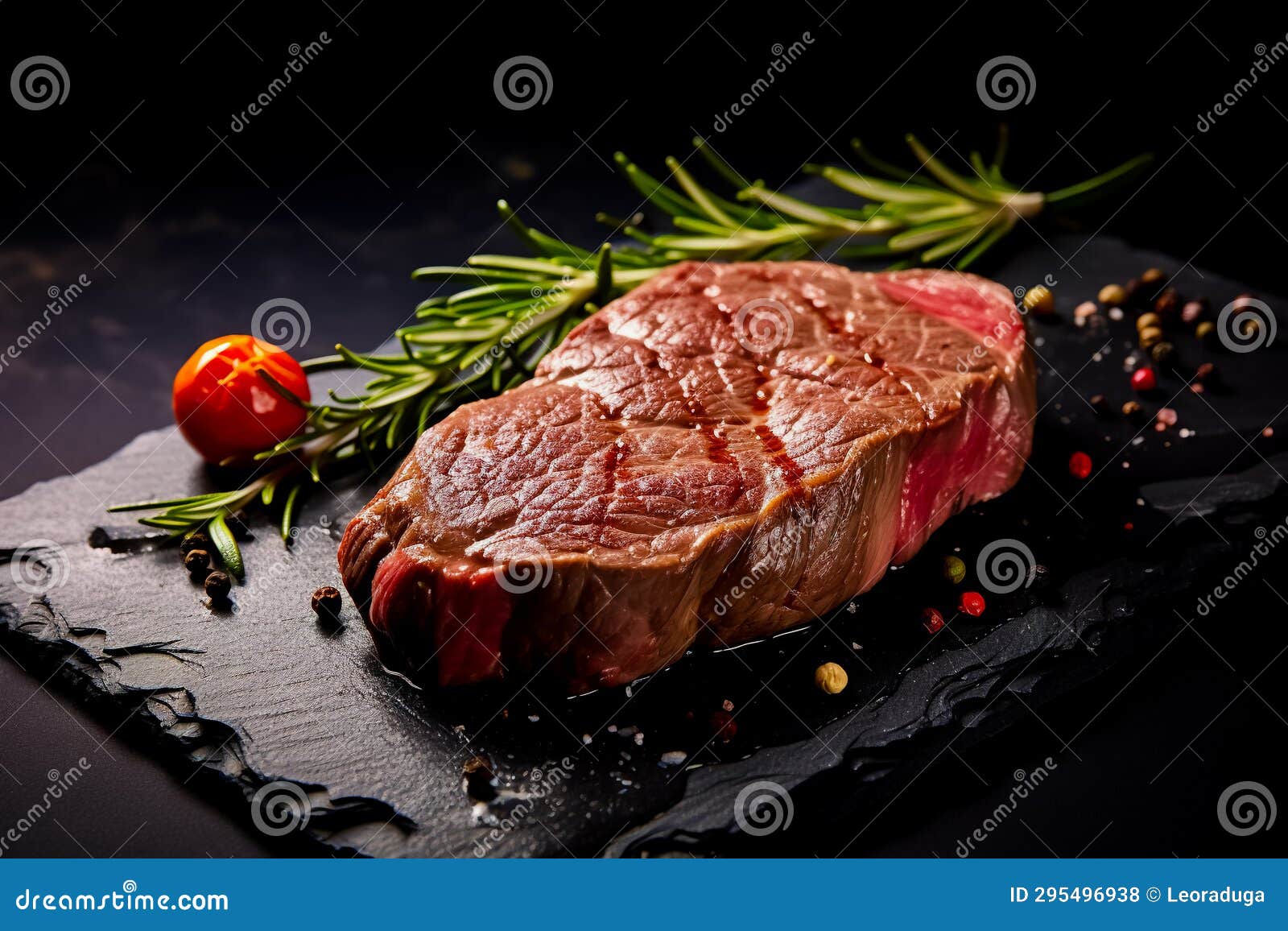 Beef Rump Steak on Black Stone Table. Photo for the Menu Stock ...