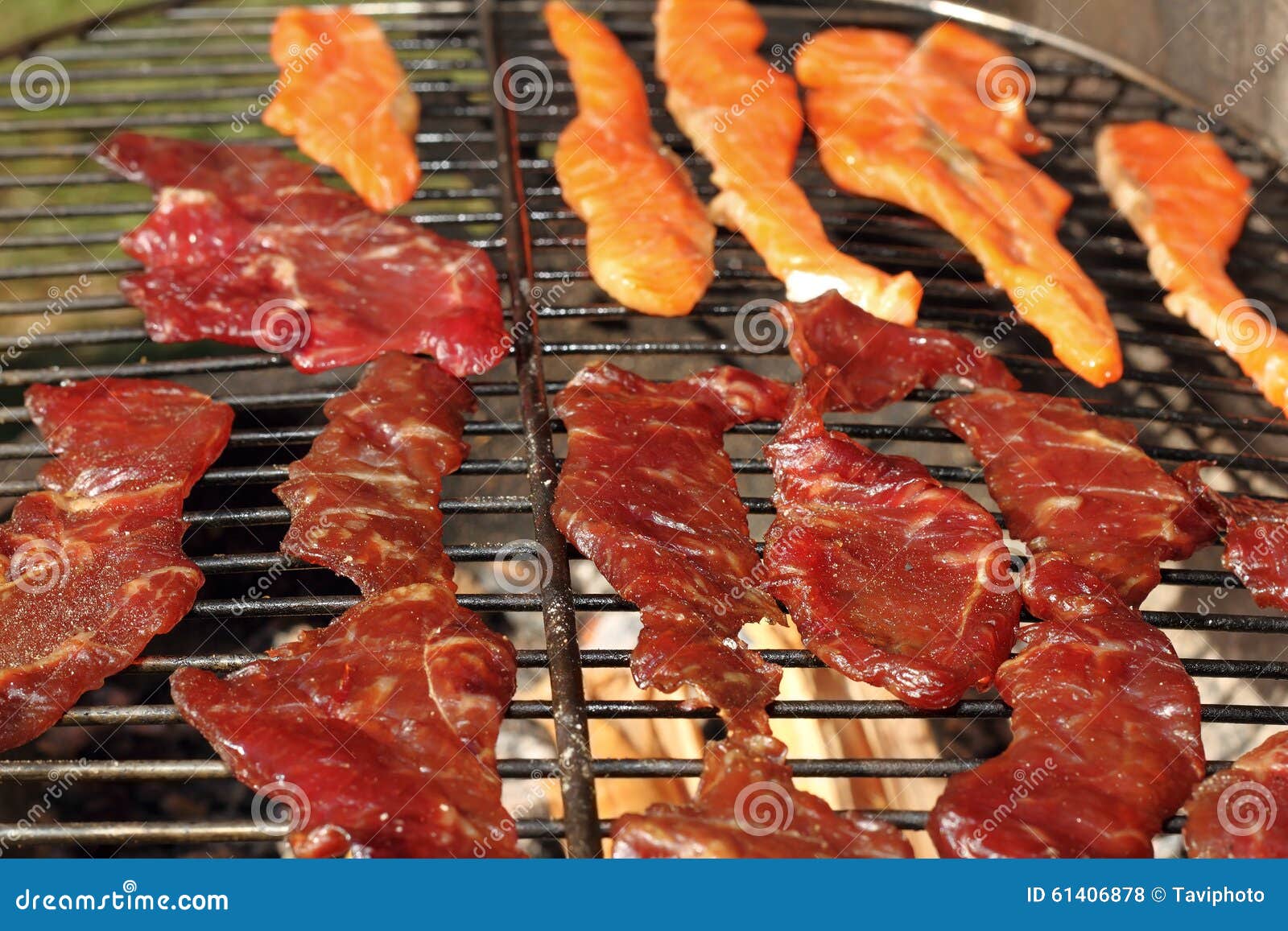 Beef and Salmon Left To Smoke Stock Photo - Image of roasted, healthy ...