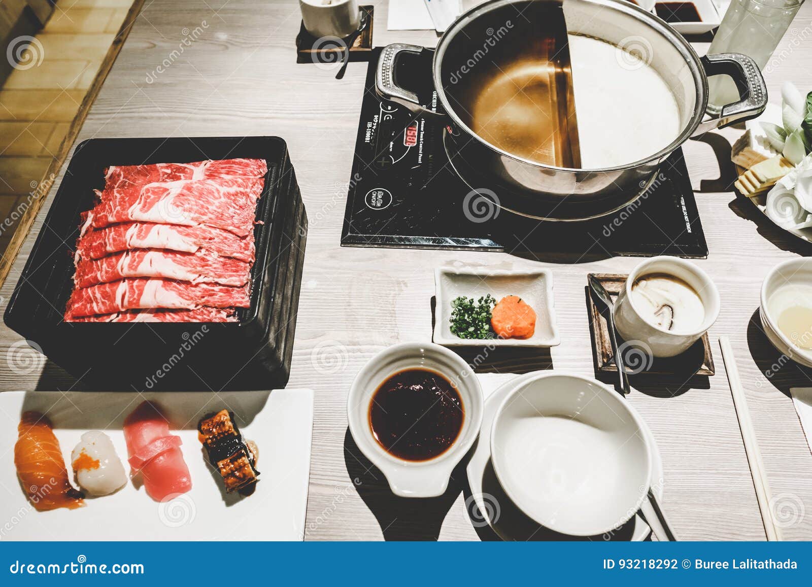 Beef Shabu set stock photo. Image of style, sauce, sukiyaki - 93218292