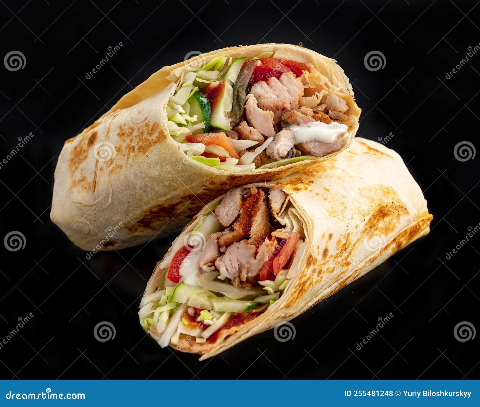 Beef Shawarma on a Dark Background. Shawarma with Beef in Pita Bread ...