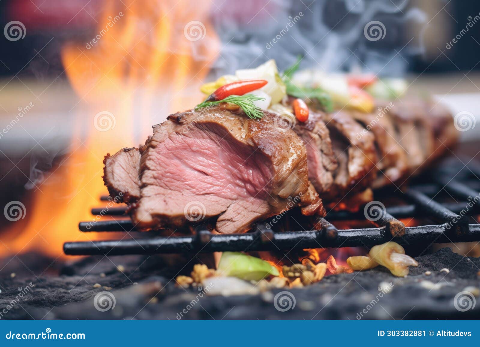 Beef Shawarma on a Spit with a Visible Flame Behind it Stock Image ...