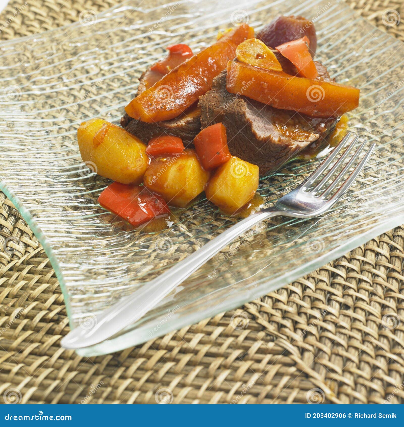 Beef with Side-dish from One Pot Stock Photo - Image of dish, details ...