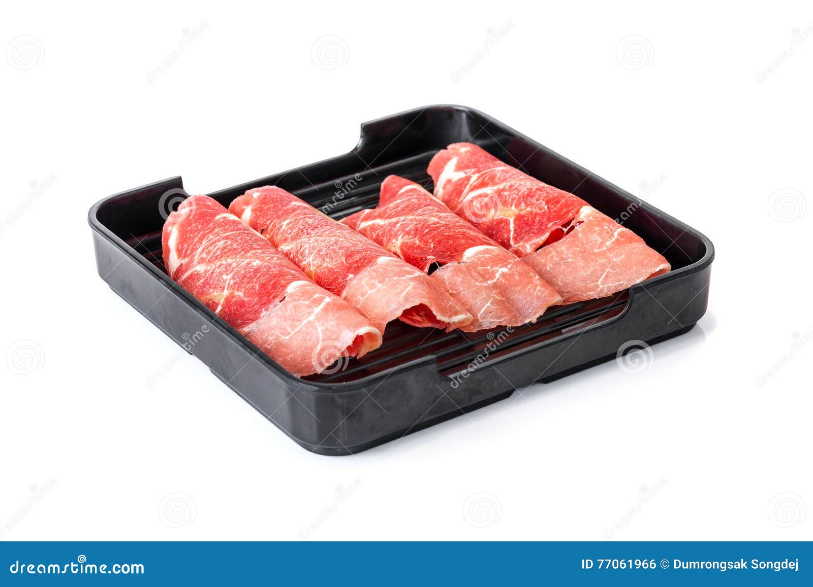 Beef Sliced in Tray Isolated on White Background Stock Photo - Image of ...