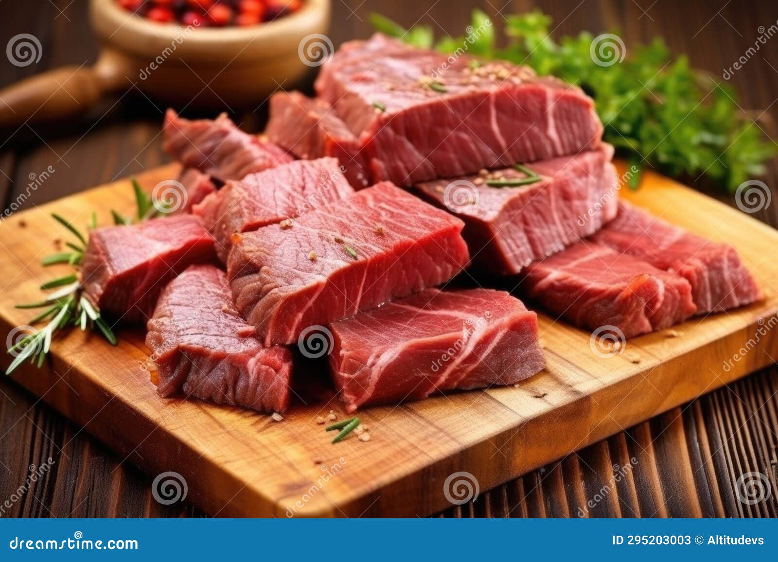 Beef Slices on a Wooden Chopping Board Stock Image - Image of gourmet ...