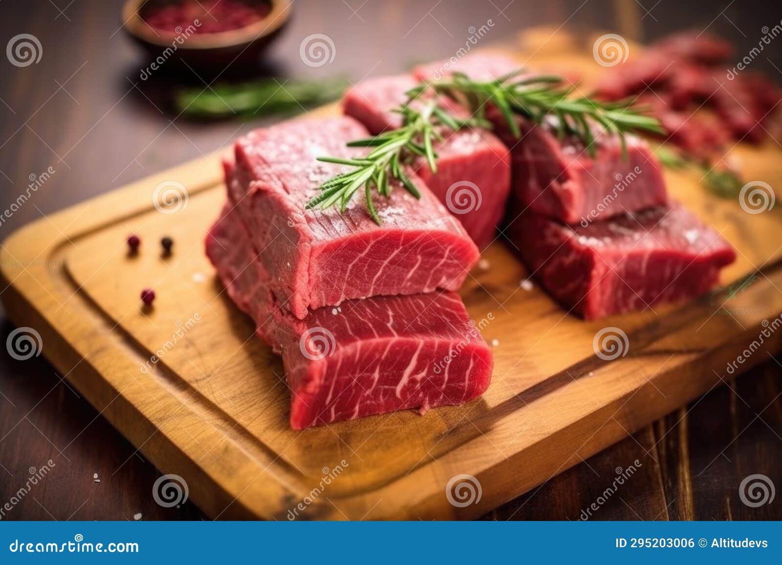 Beef Slices on a Wooden Chopping Board Stock Photo - Image of meat ...