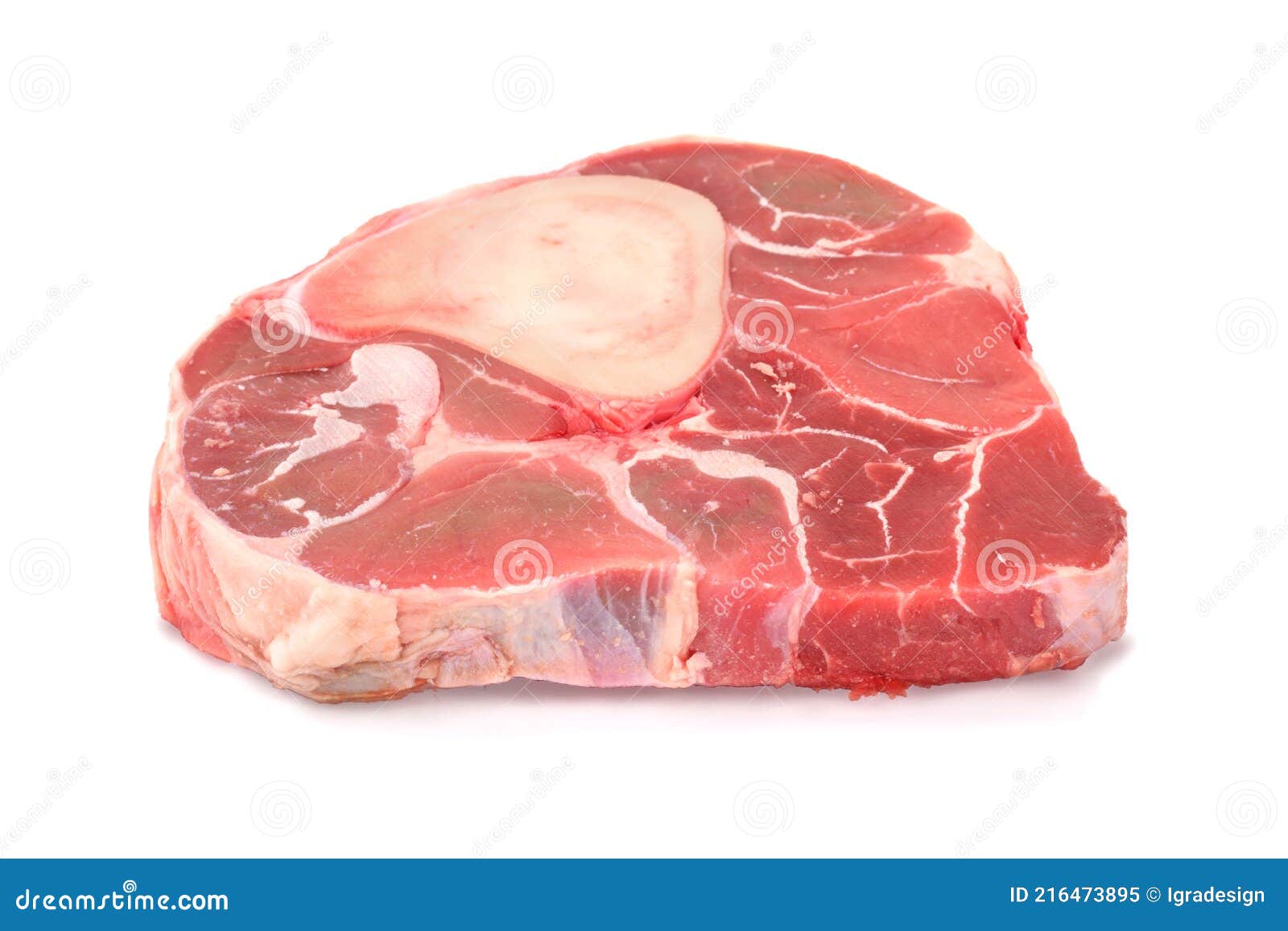 Raw Beef Steak or Part of Leg with Bone Isolated on White Stock Image ...