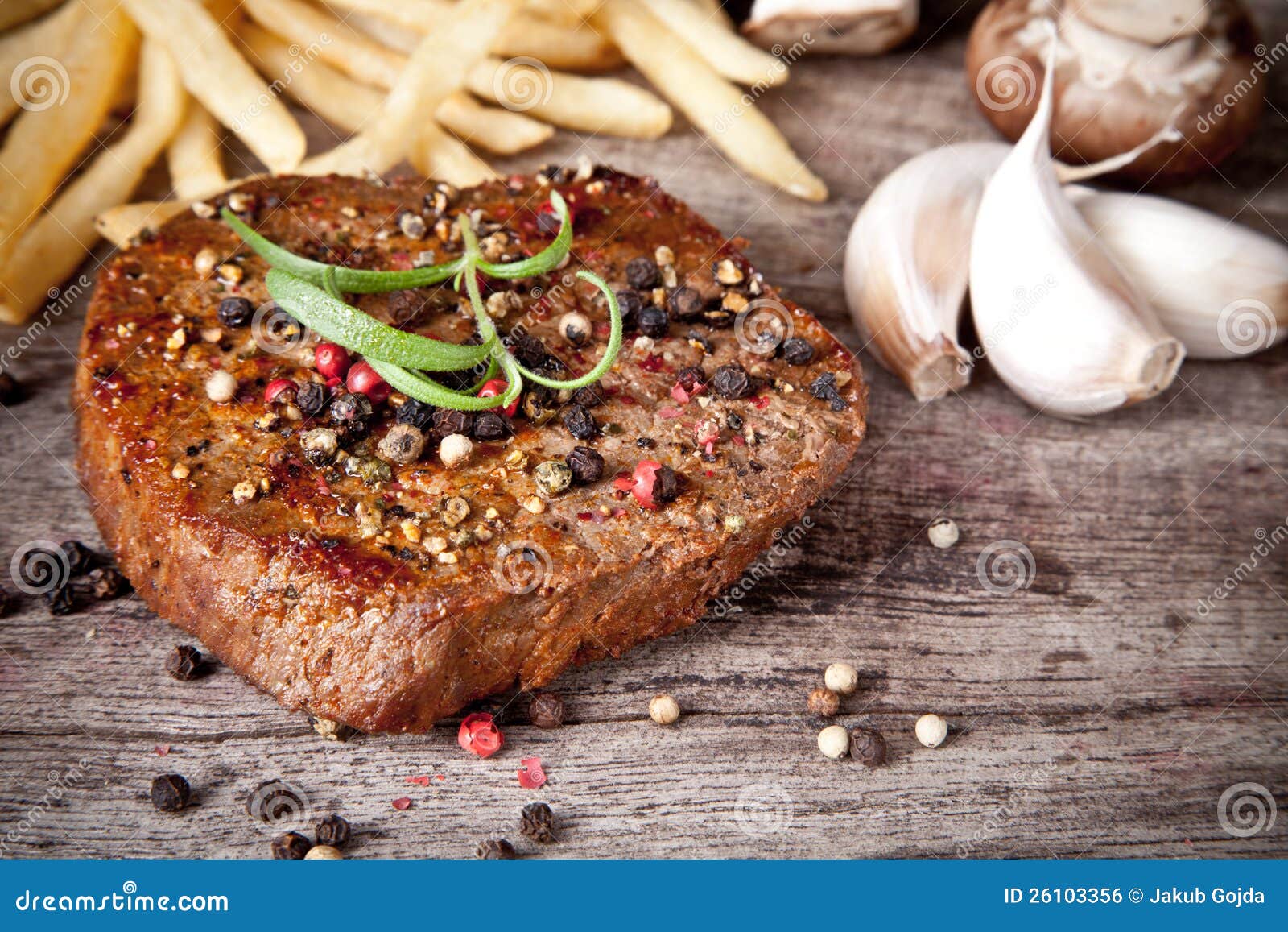 Beef steak stock photo. Image of pepper, fillet, garlic - 26103356