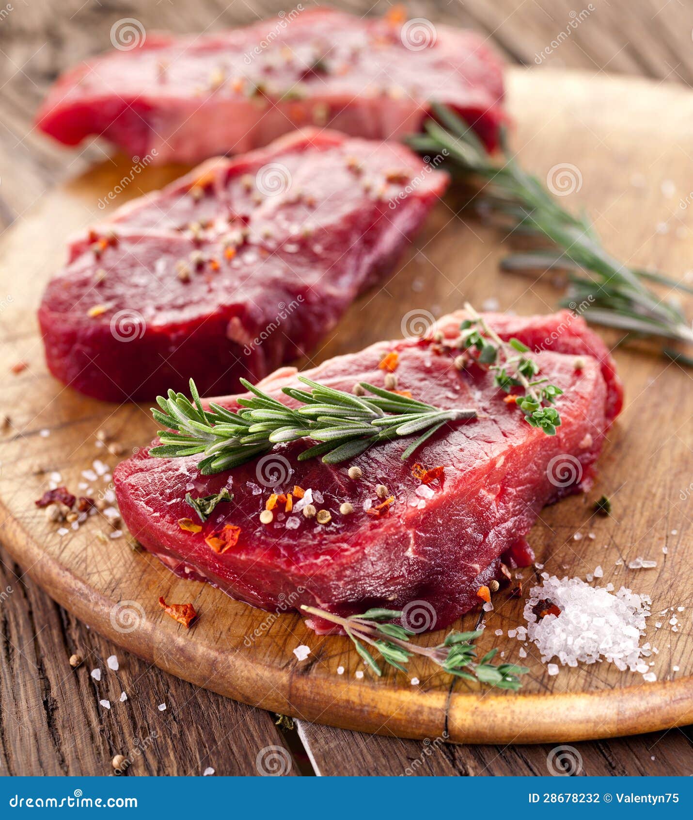 Beef steak. stock photo. Image of close, uncooked, food - 28678232