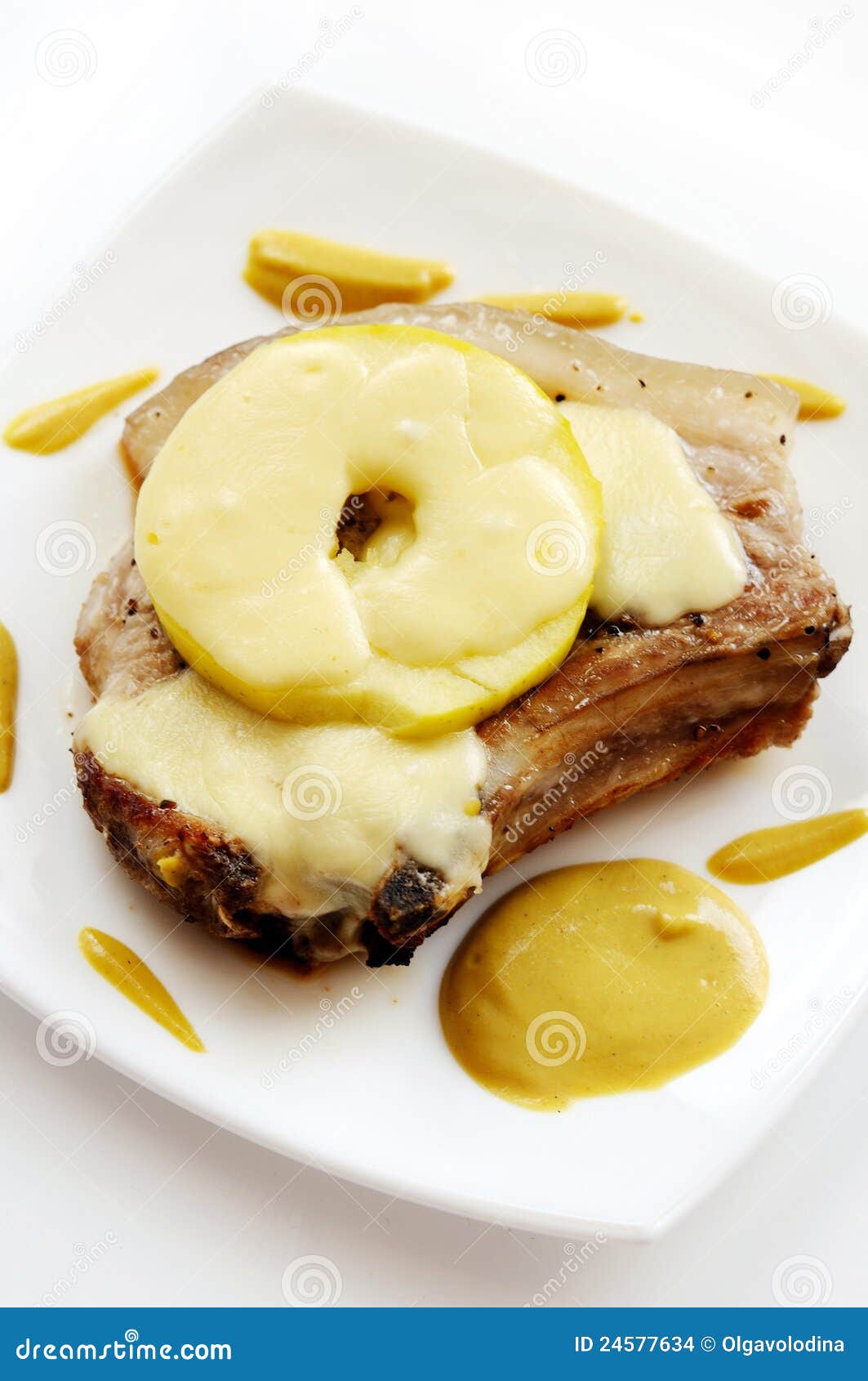 Beef steak with apple stock photo. Image of dinner, closeup - 24577634