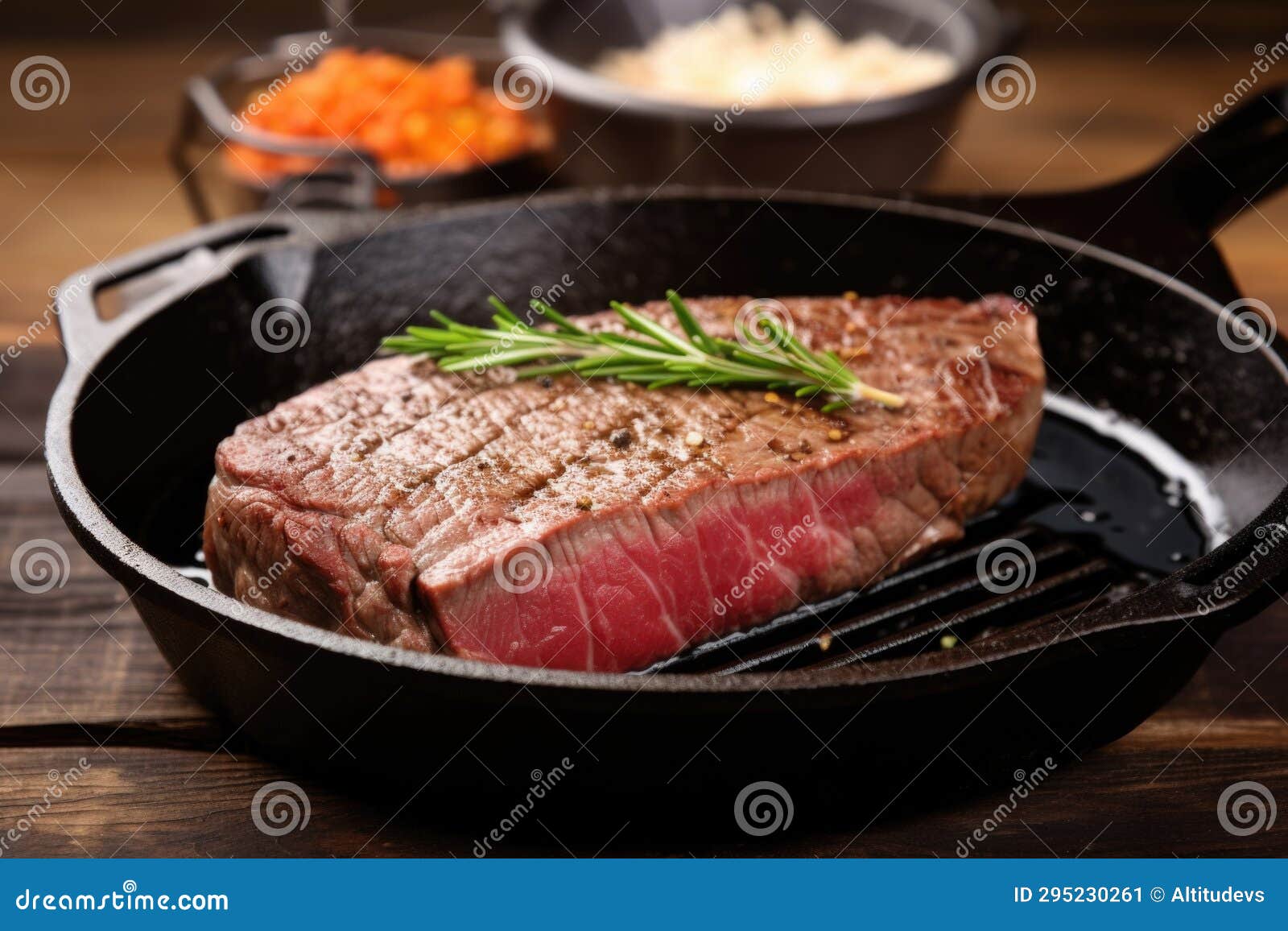 Beef Steak with Charred Edges on a Cast-iron Pan Stock Image - Image of ...