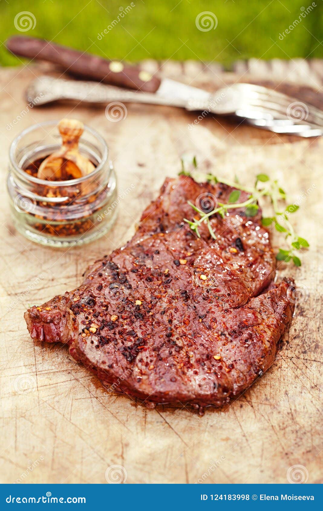 Beef Steak with Chipotle Chilli Flakes Stock Photo - Image of grill ...