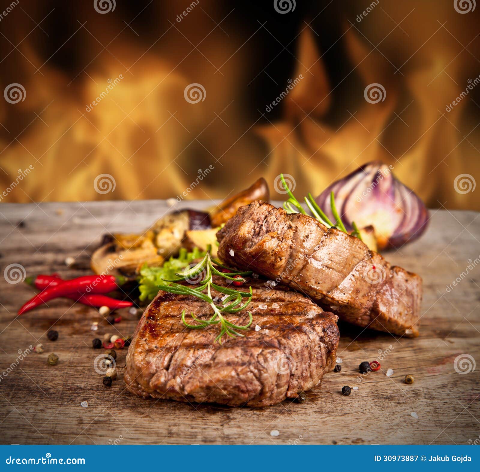 Beef steak stock image. Image of flame, food, beefsteak - 30973887