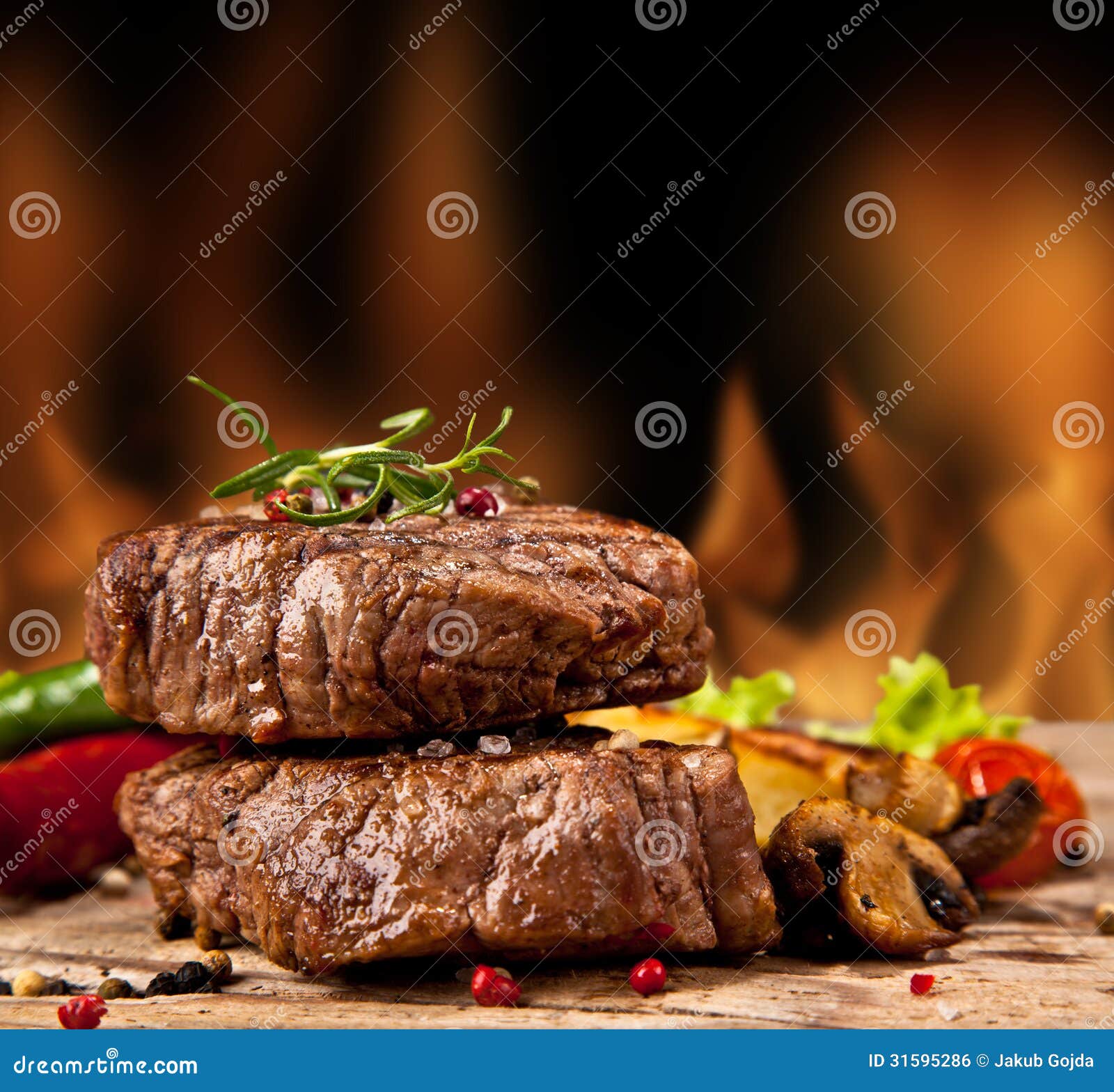 Beef steak stock photo. Image of herbs, meat, pepper - 31595286