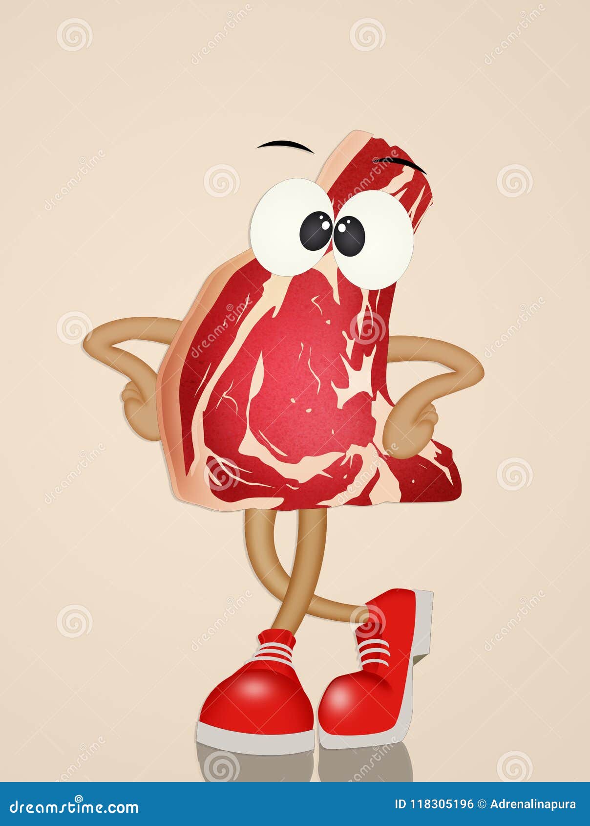 Beef Steak with Funny Shoes Stock Illustration - Illustration of steak ...