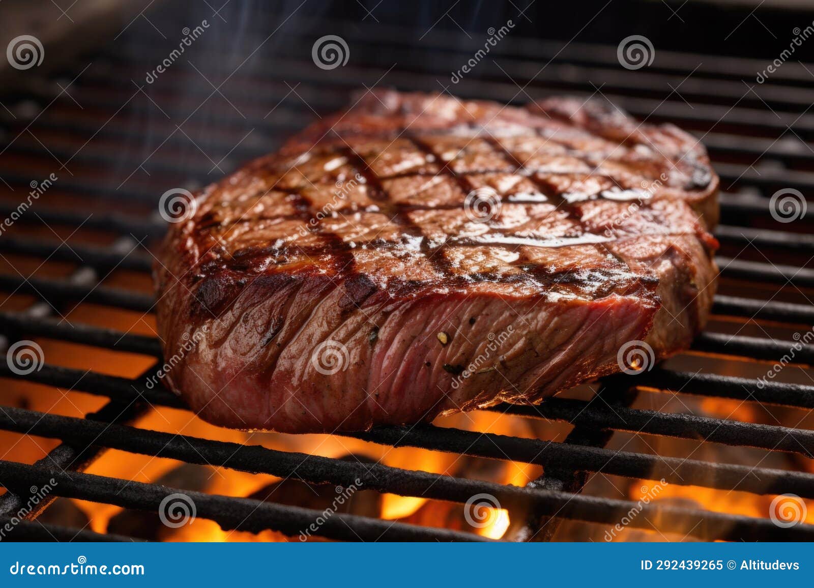Beef Steak on Grill with Visible Grill Marks Stock Image - Image of ...