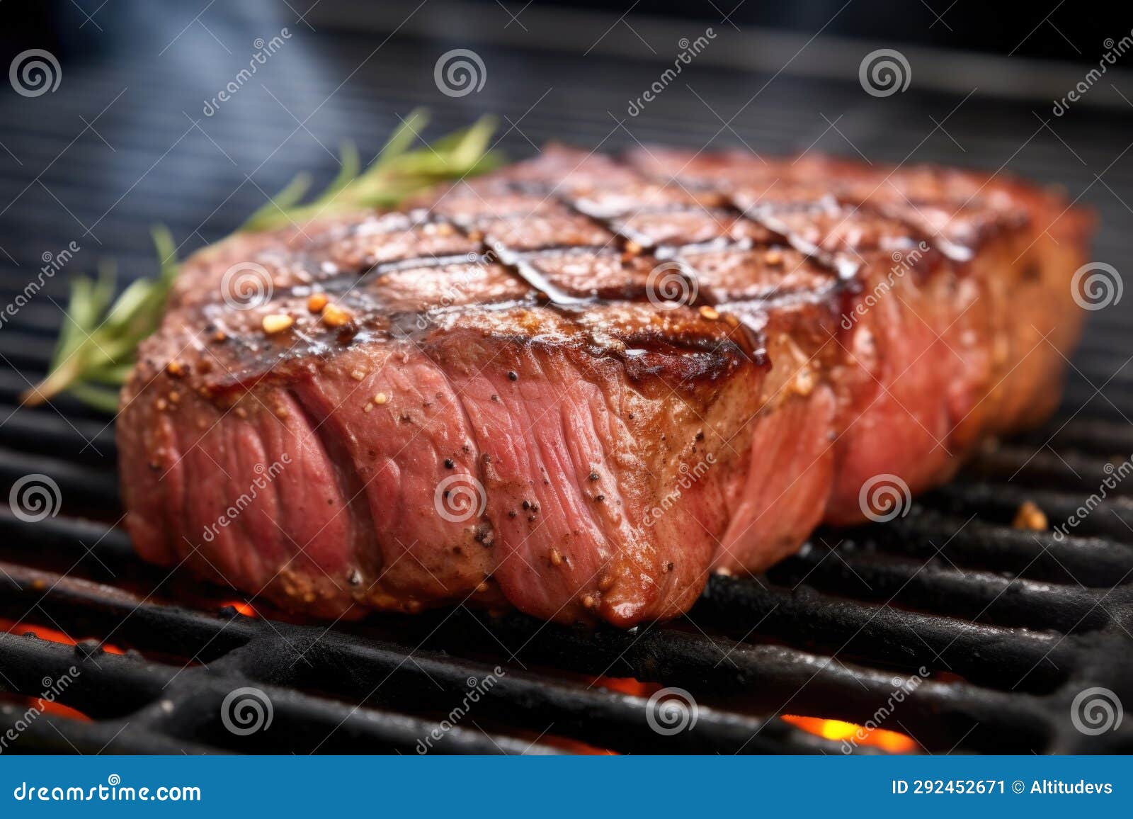 Beef Steak on Grill with Visible Grill Marks Stock Image - Image of ...