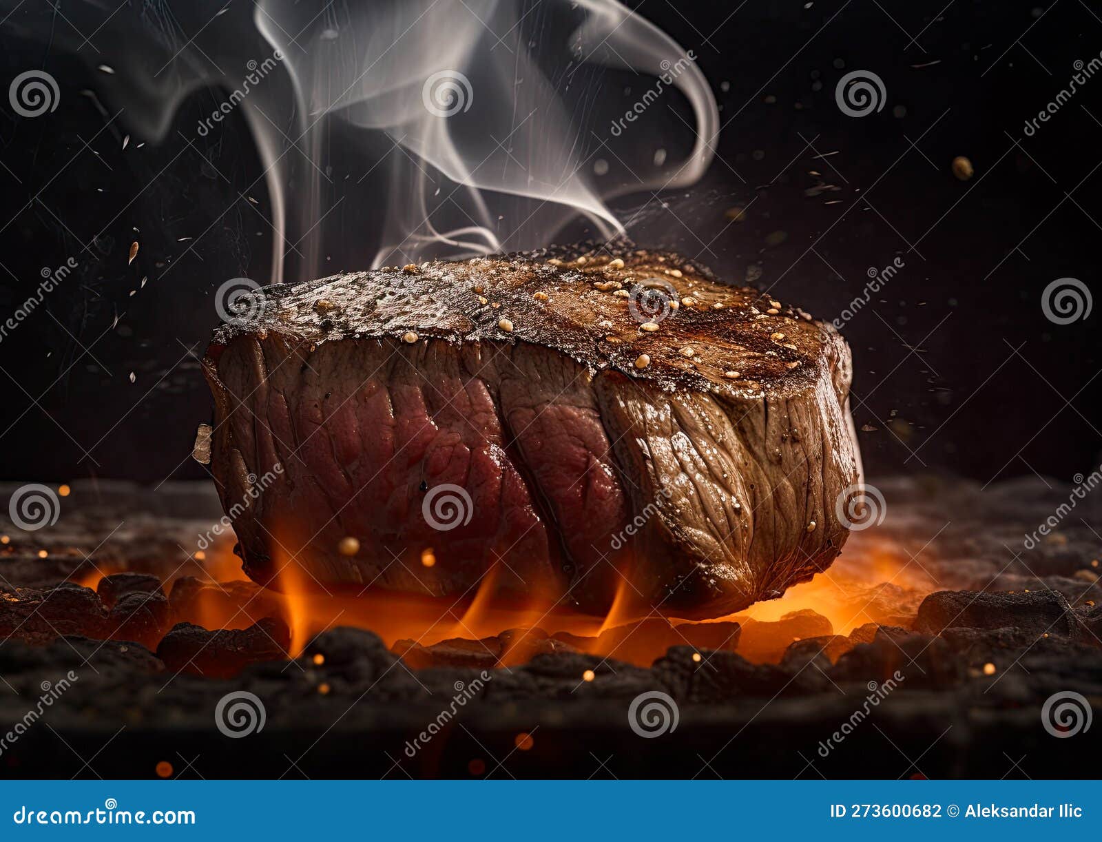 Beef Steak Grilled on Bbq Over the Burnning Fire. Generative Ai Stock ...