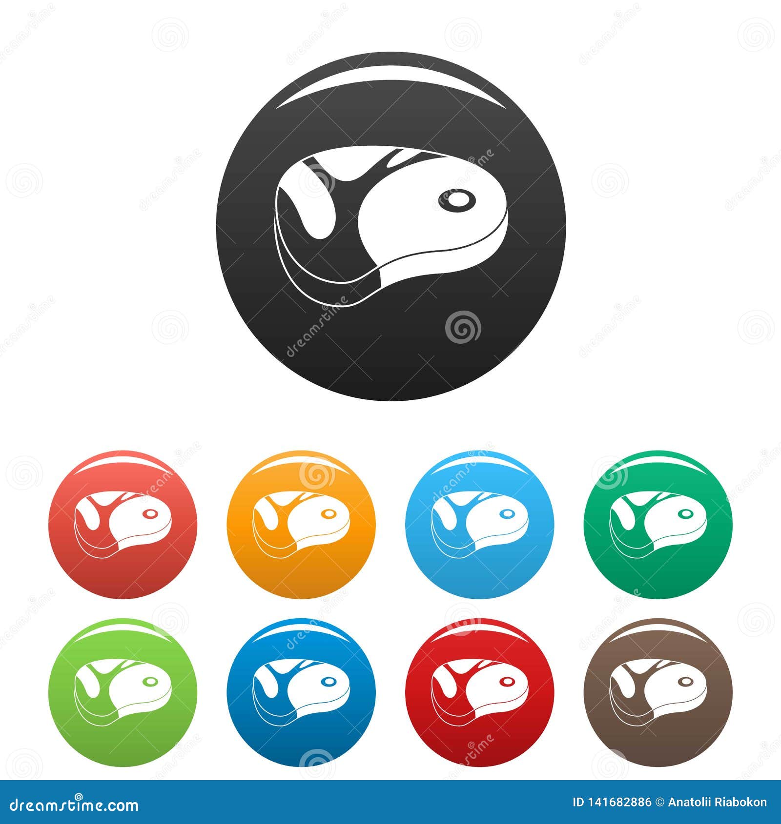 Beef steak icons set color stock vector. Illustration of food - 141682886