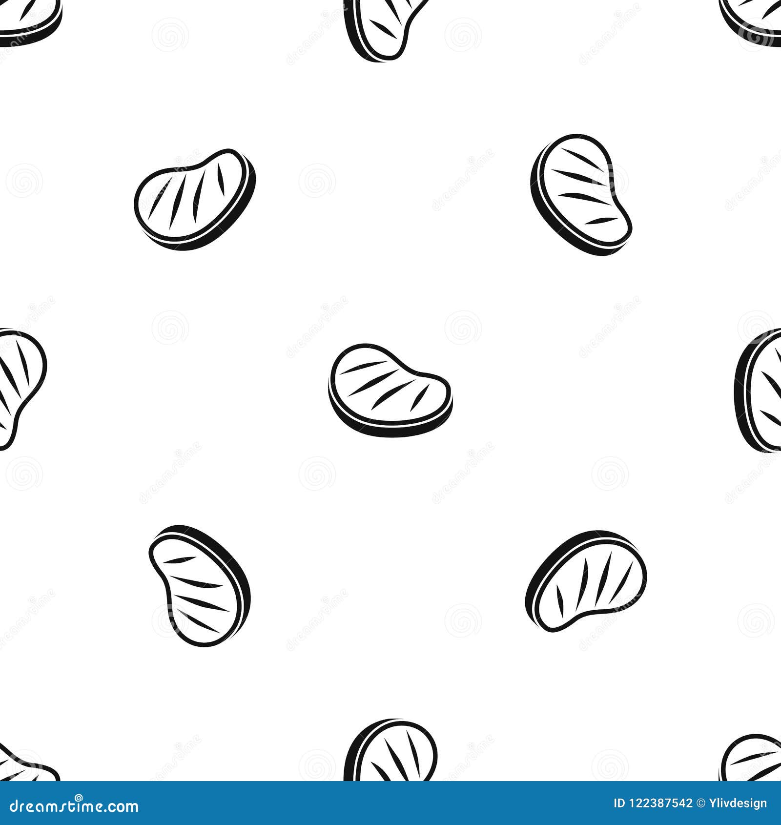 Beef Steak Pattern Seamless Black Stock Vector Illustration Of Icon Buffet 122387542