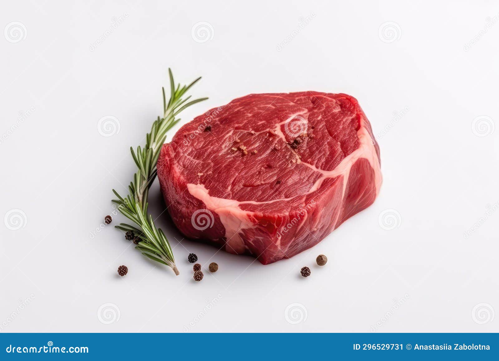 Beef Steak Raw on White Background. Generative AI Stock Illustration ...