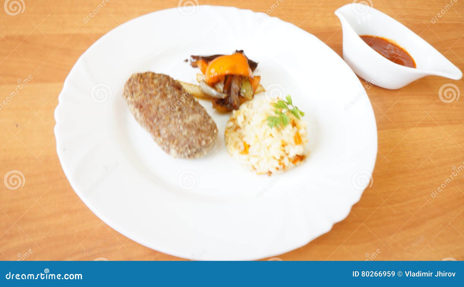 Beef steak with rice stock image. Image of dish, cooking - 80266959