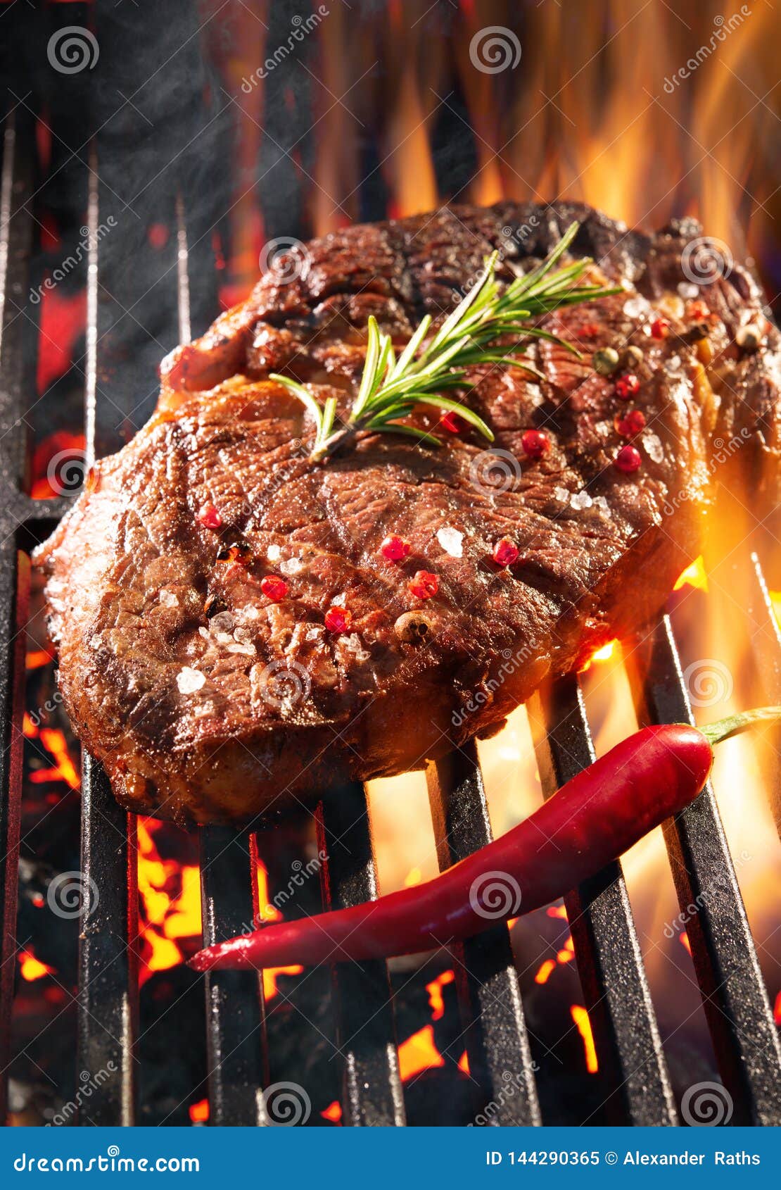 Beef Steak Sizzling on the Grill Stock Image - Image of beef, cooked ...