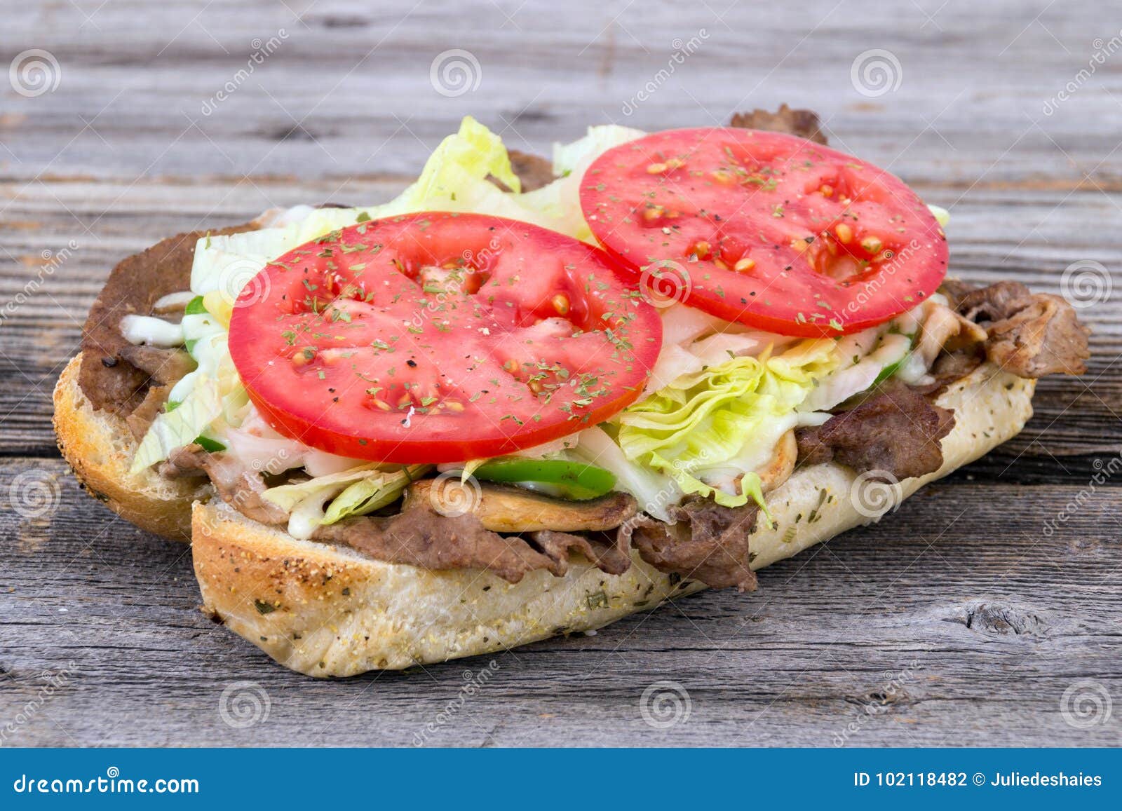Beef steak sub sandwich stock photo. Image of mushroom - 102118482