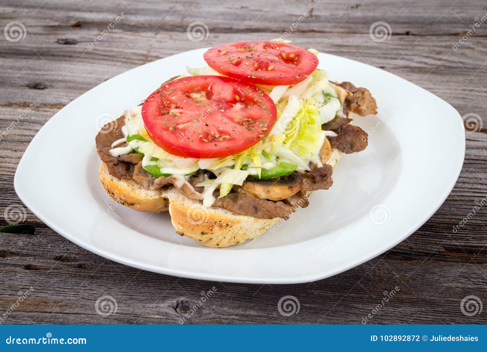 Beef steak sub sandwich stock photo. Image of tomato - 102892872
