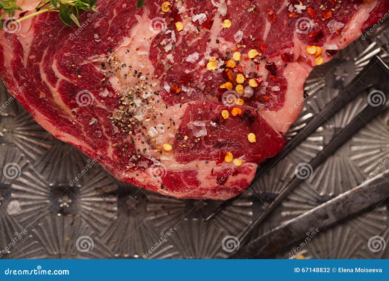 Beef Steak T-bone with Vintage Meat Fork Stock Photo - Image of fork ...
