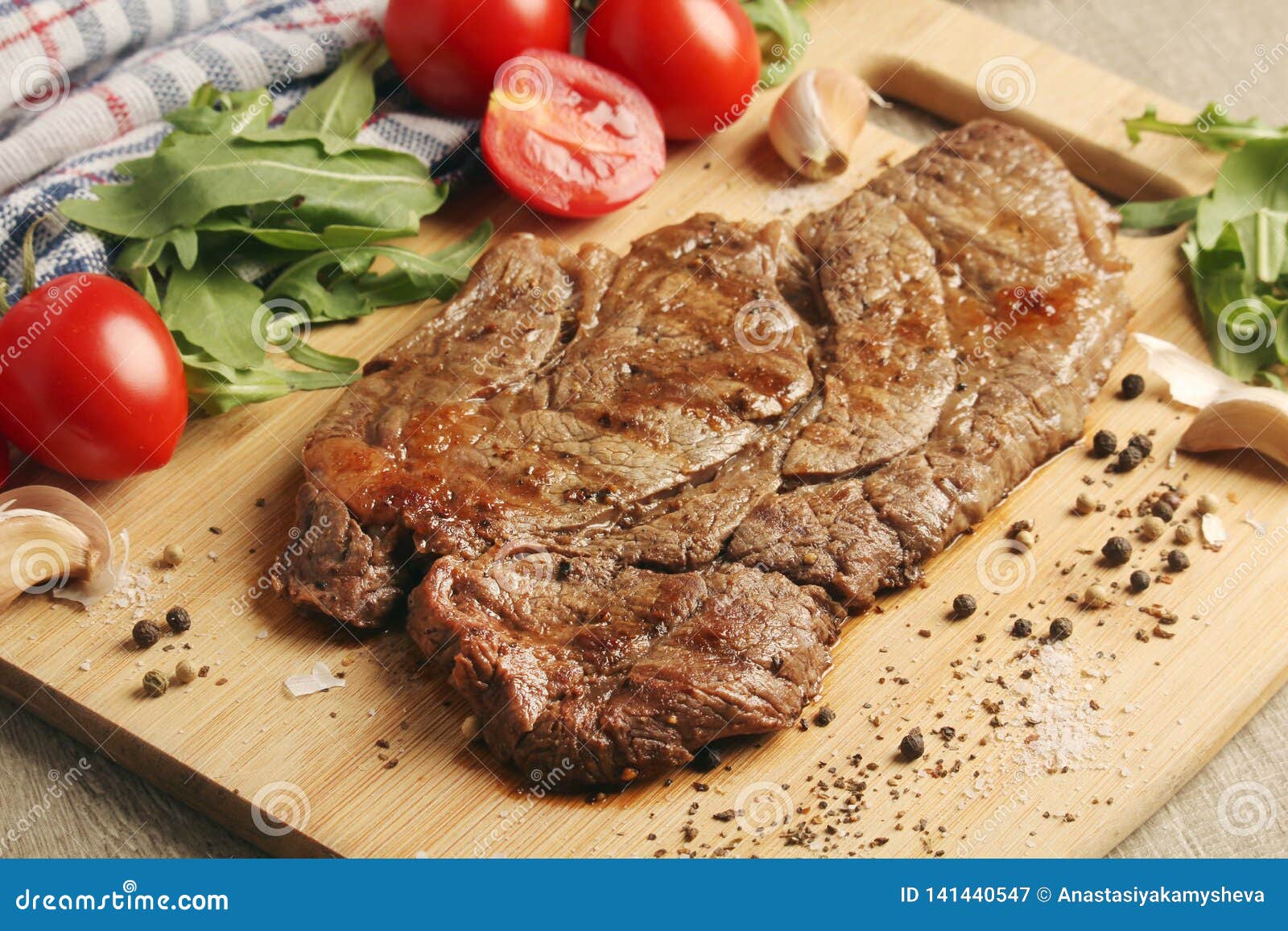 A Beef Steak Well Done with Vegetables Stock Image - Image of barbecue ...