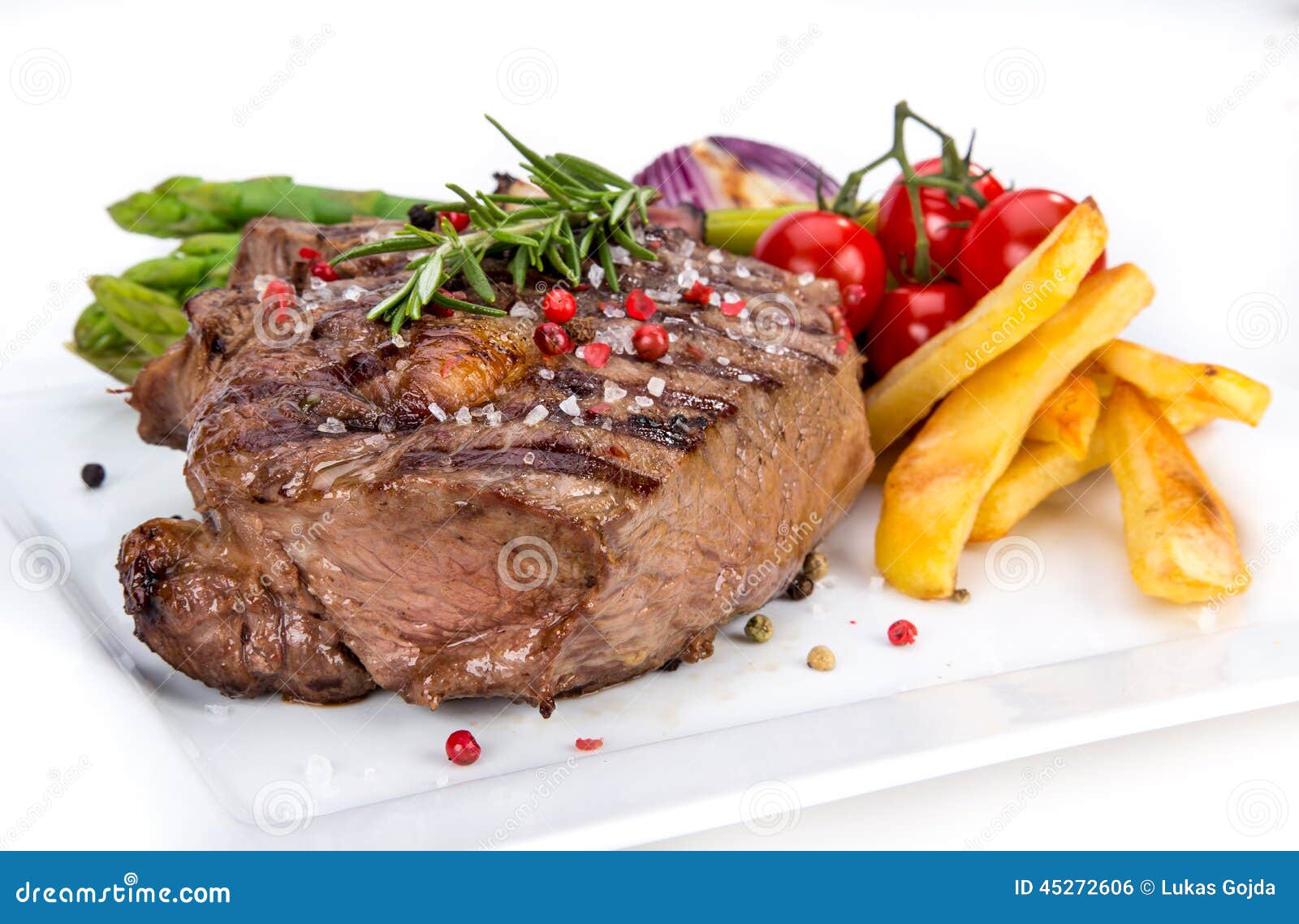 Beef Steak on White Background Stock Photo - Image of rosemary, meat ...