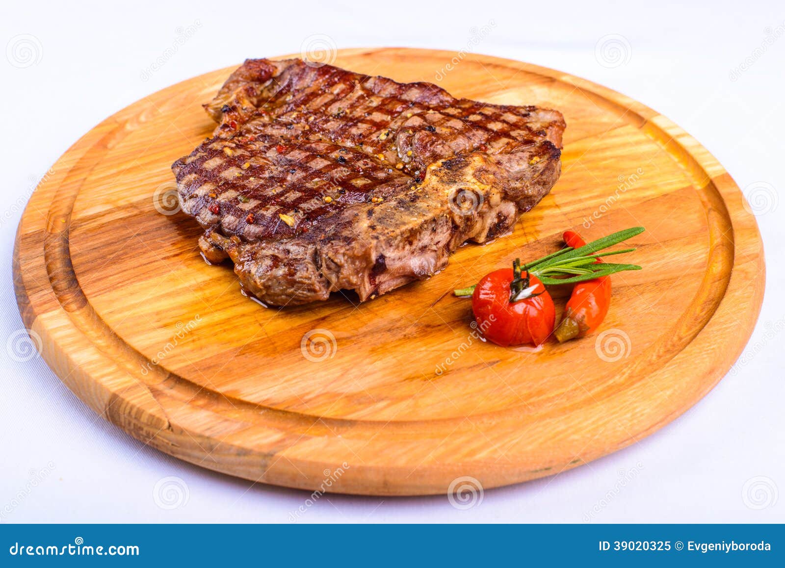Beef Steak on a Wooden Table. Stock Image - Image of herbs, spices ...
