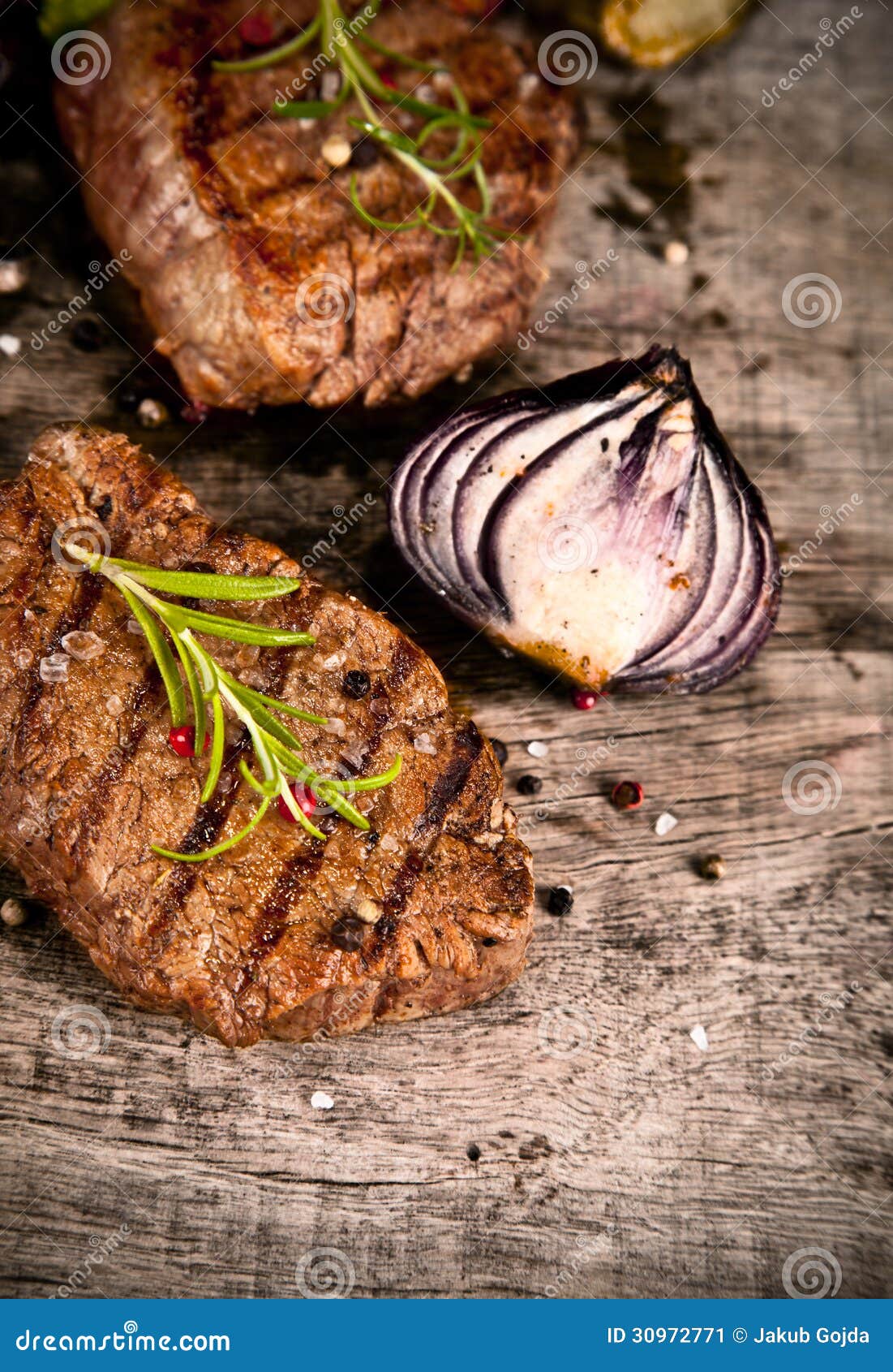 Beef steaks stock image. Image of center, close, grilled - 30972771