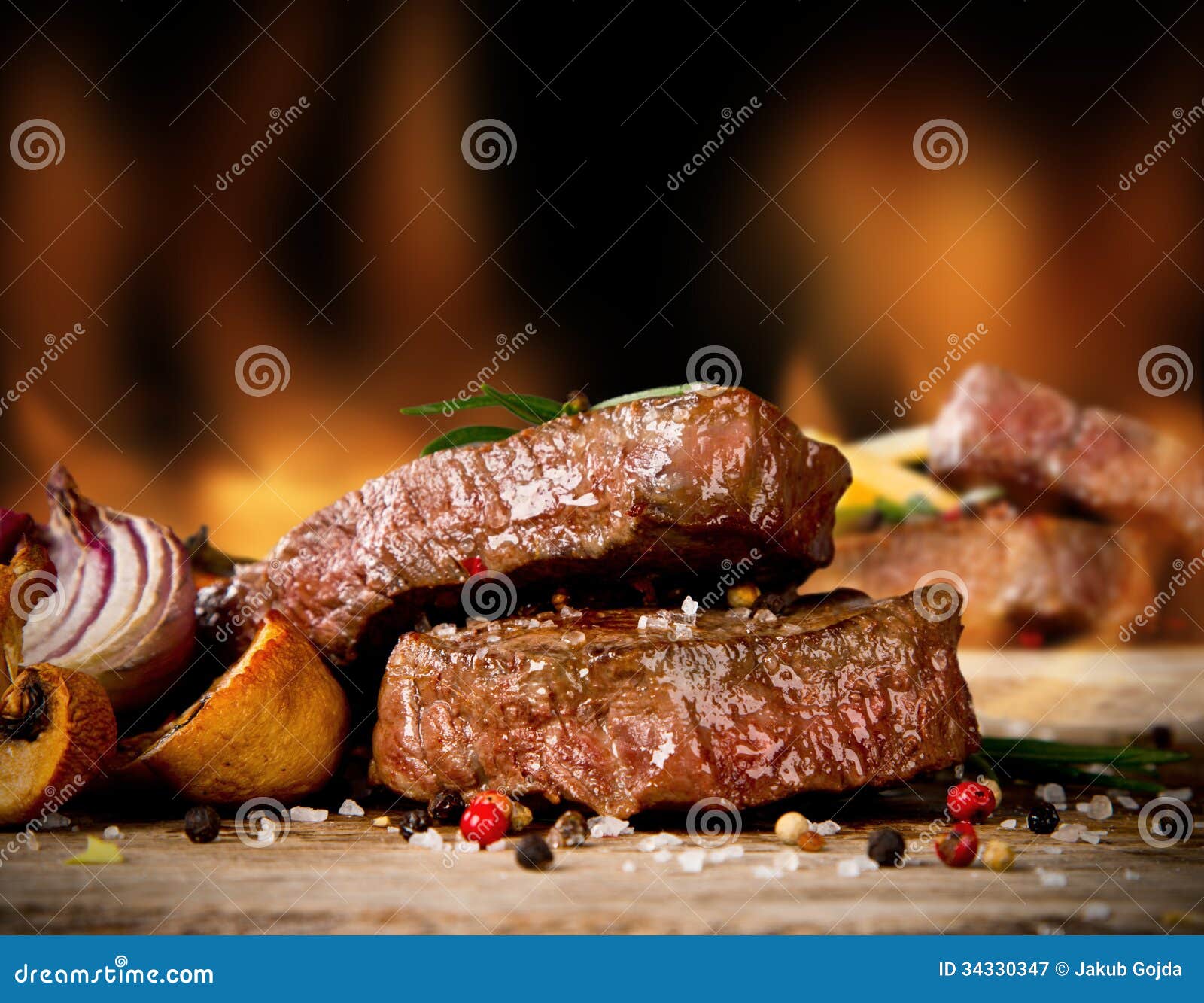 Beef steaks stock image. Image of medium, closeup, fire - 34330347