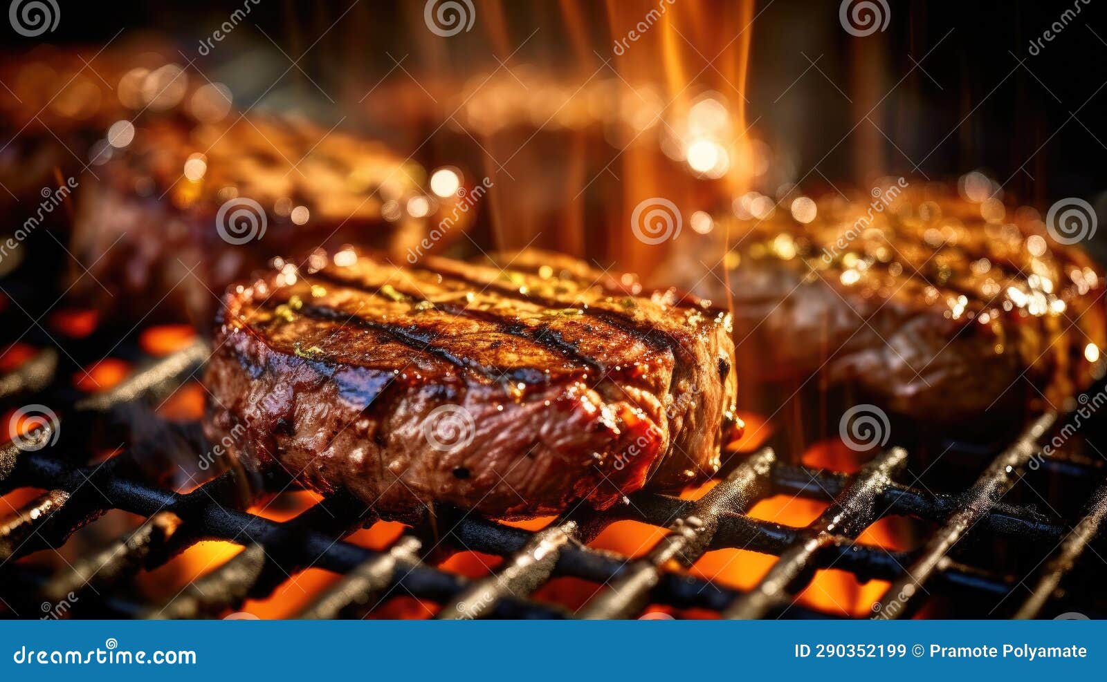Beef, Steaks on the Grill. Generative Ai Stock Image - Image of ...