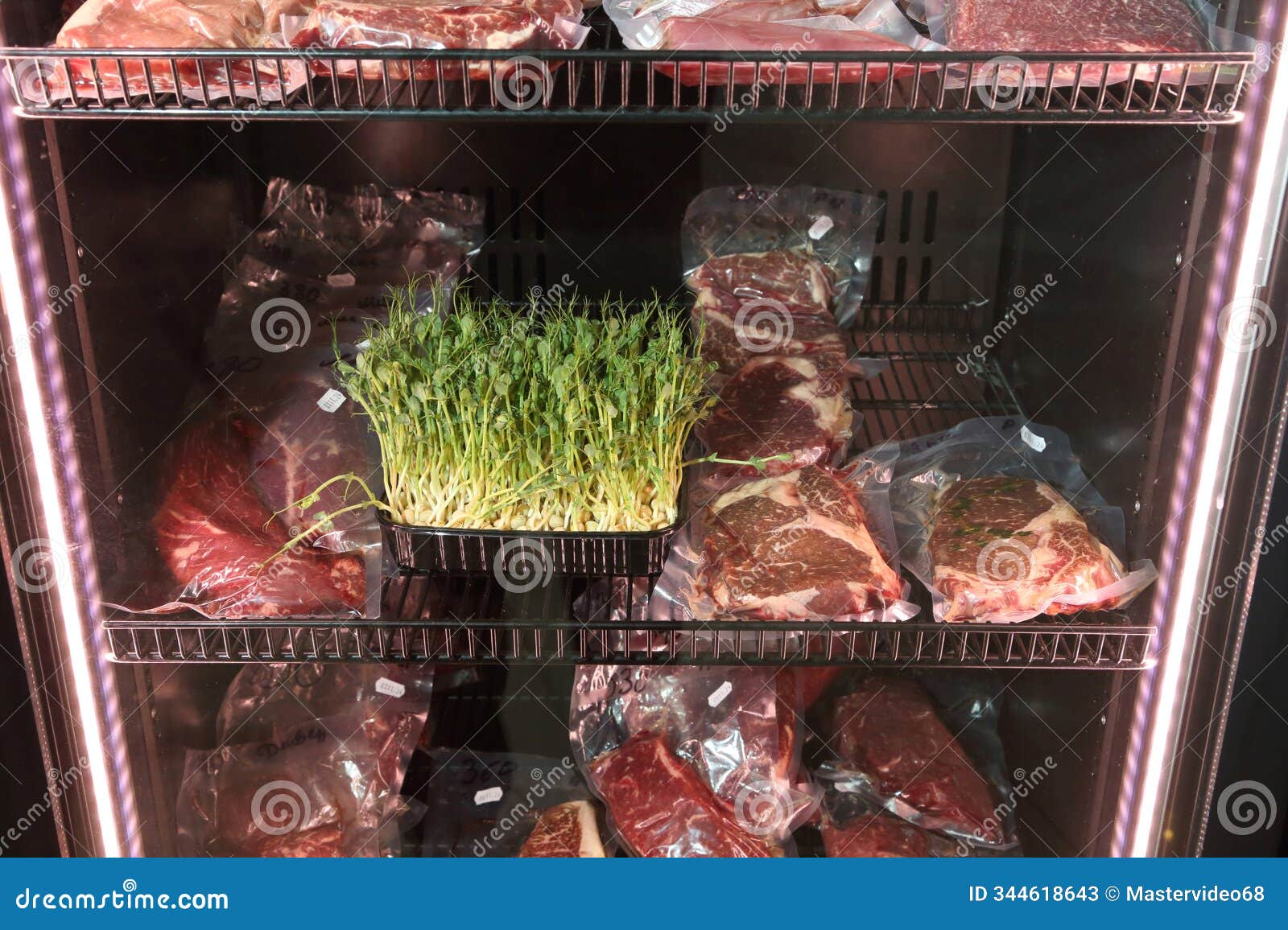 Steaks in Airtight Packaging in the Refrigerator. Maturing Steaks ...