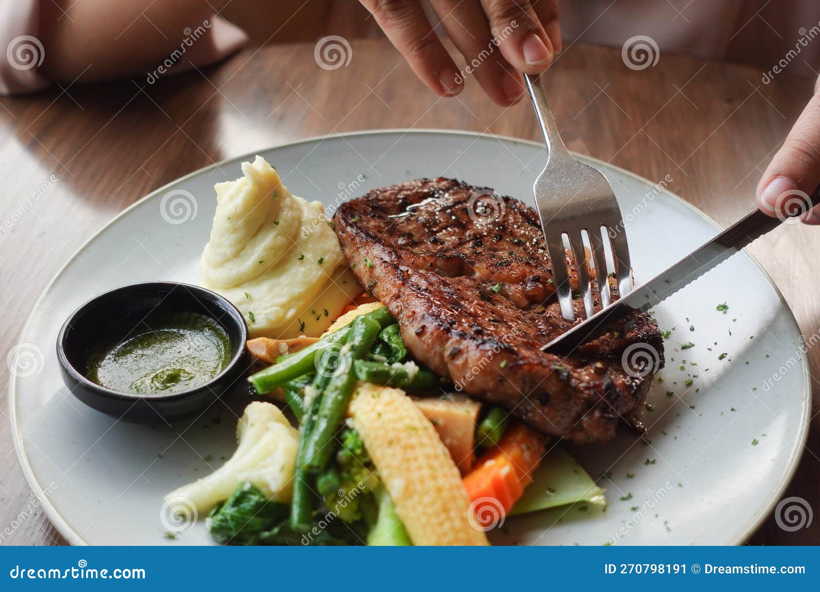 Beef Steaks Meat with Vegetables on a Plate Stock Image - Image of ...