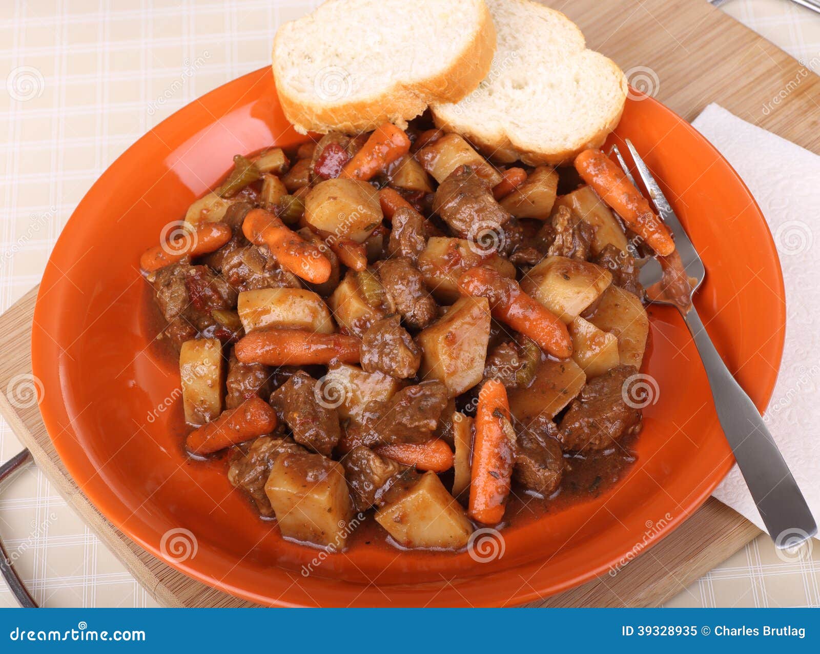 Beef Stew Dinner stock image. Image of food, orange, fork - 39328935
