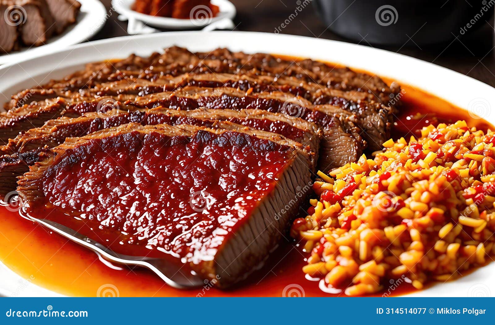 Beef Stew with Rice and Red Sauce Stock Image - Image of rice ...