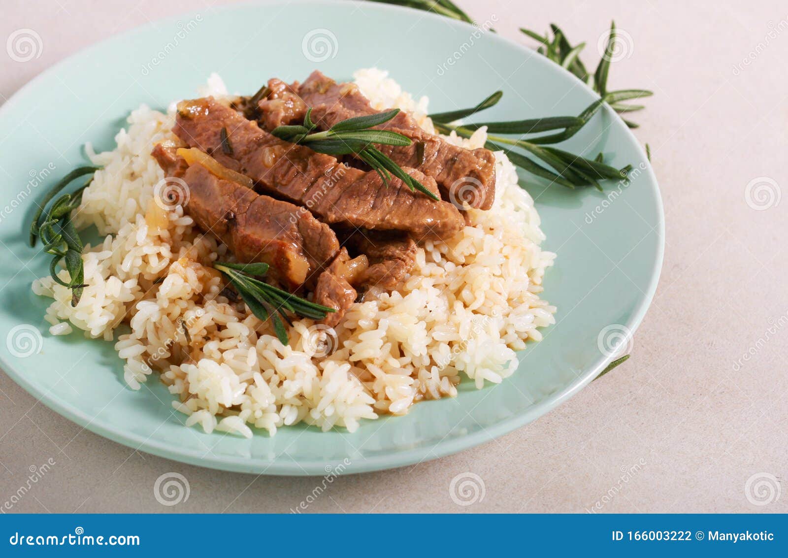 Beef stew with rice served stock photo. Image of sauce - 166003222