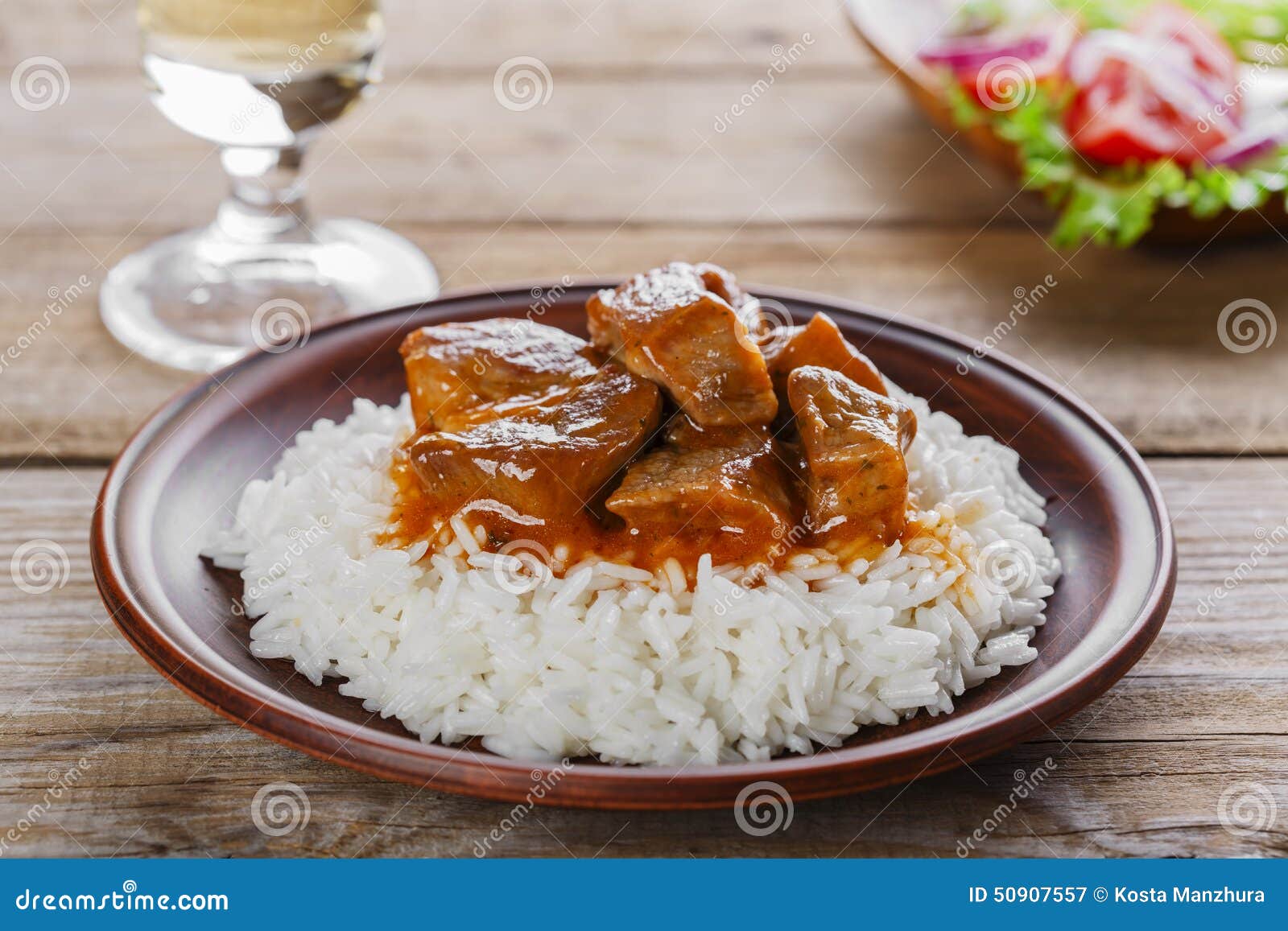 Beef stew with white rice stock image. Image of meat - 50907557