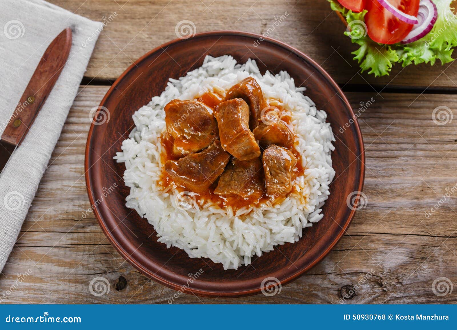 Beef stew with white rice stock photo. Image of rice - 50930768