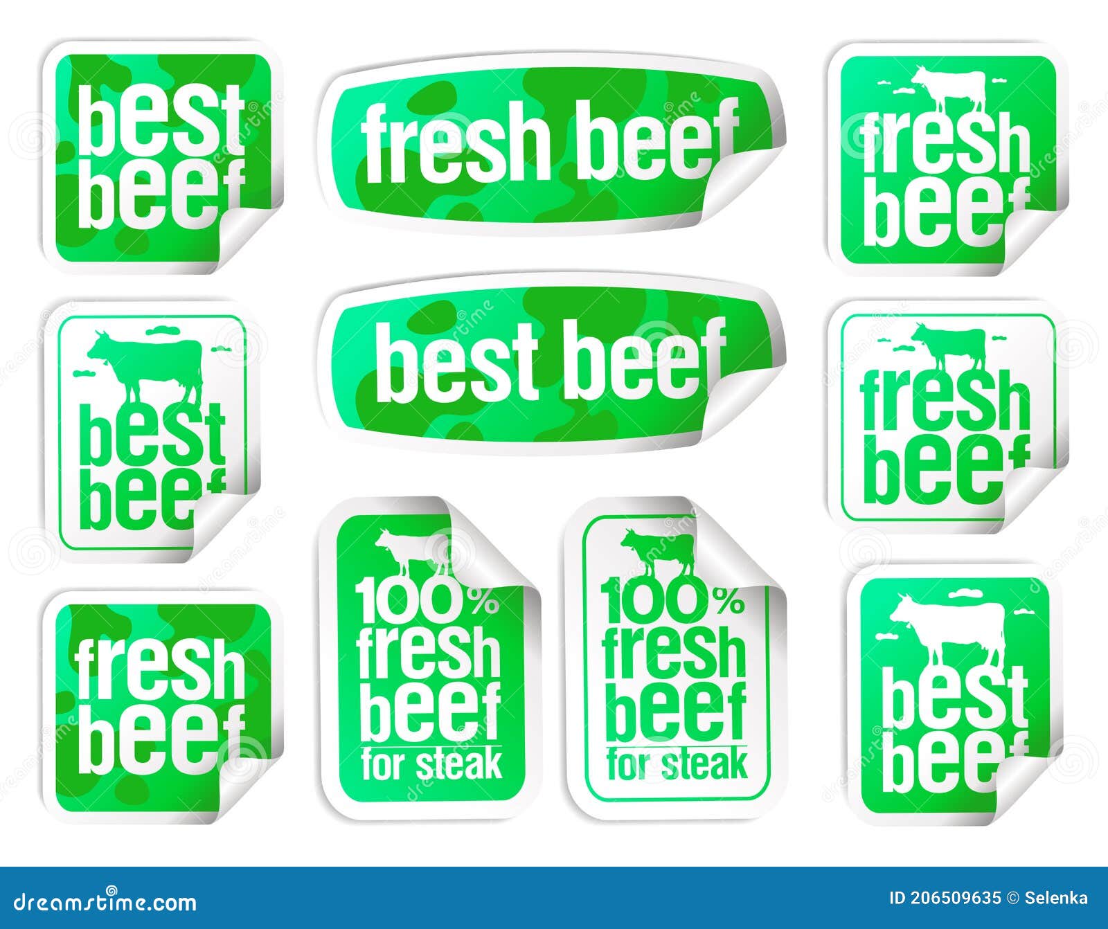 Beef Stickers Set - Best and Fresh Beef Stock Vector - Illustration of ...